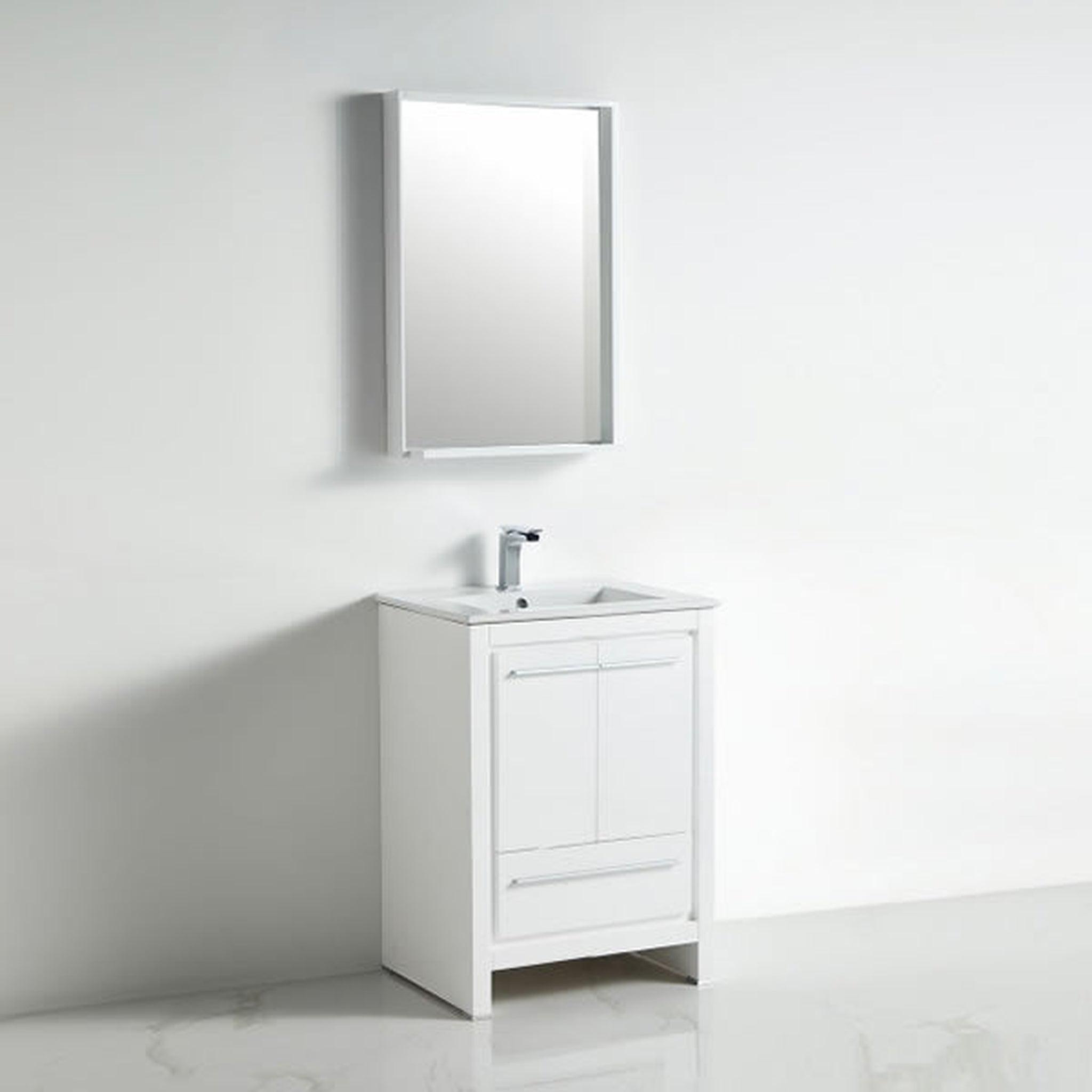 BNK BCB1024 Venice High Glossy White Vanity Only Two Door One Drawer S – US Bath Store