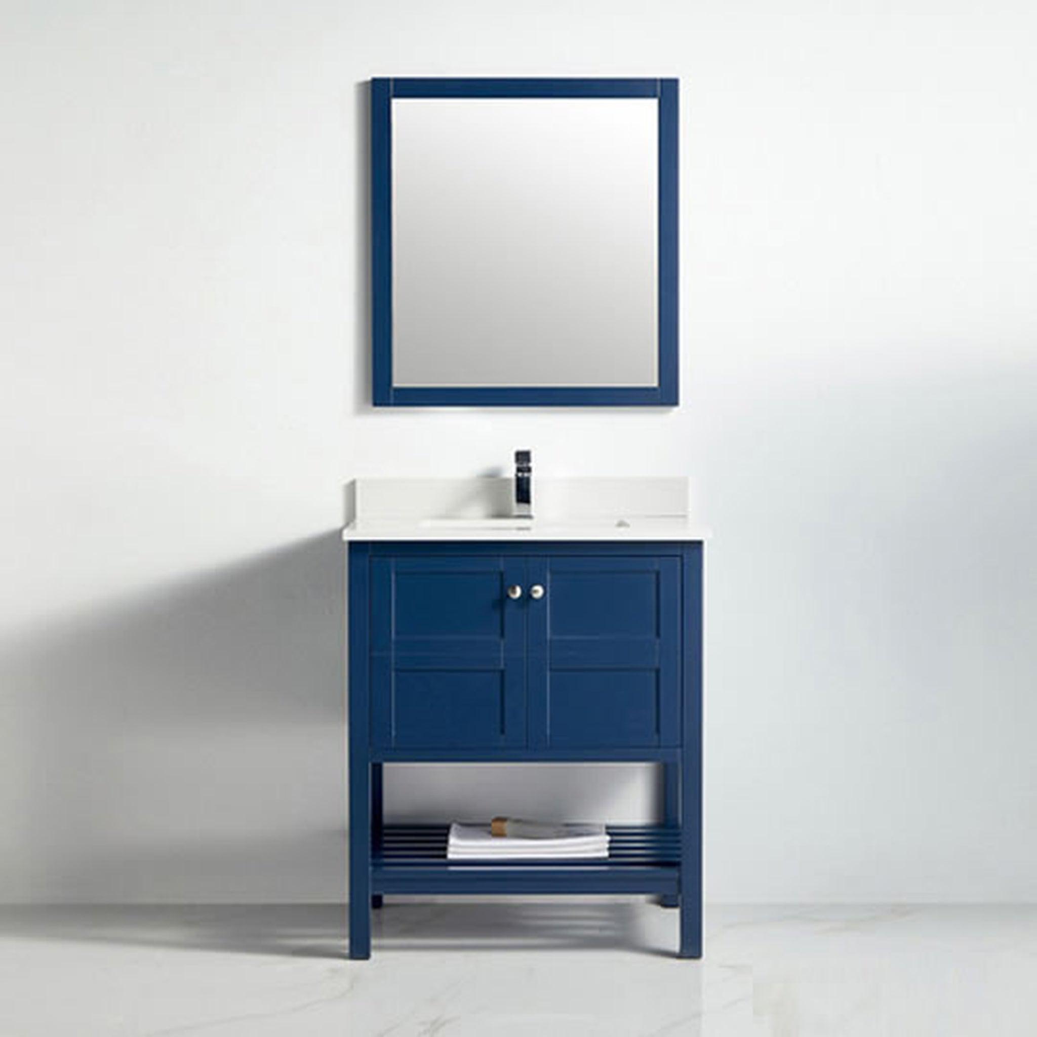 BNK BCB1130 Austin Navy Blue Vanity Only Two Door One Drawer Soft Clos – US Bath Store