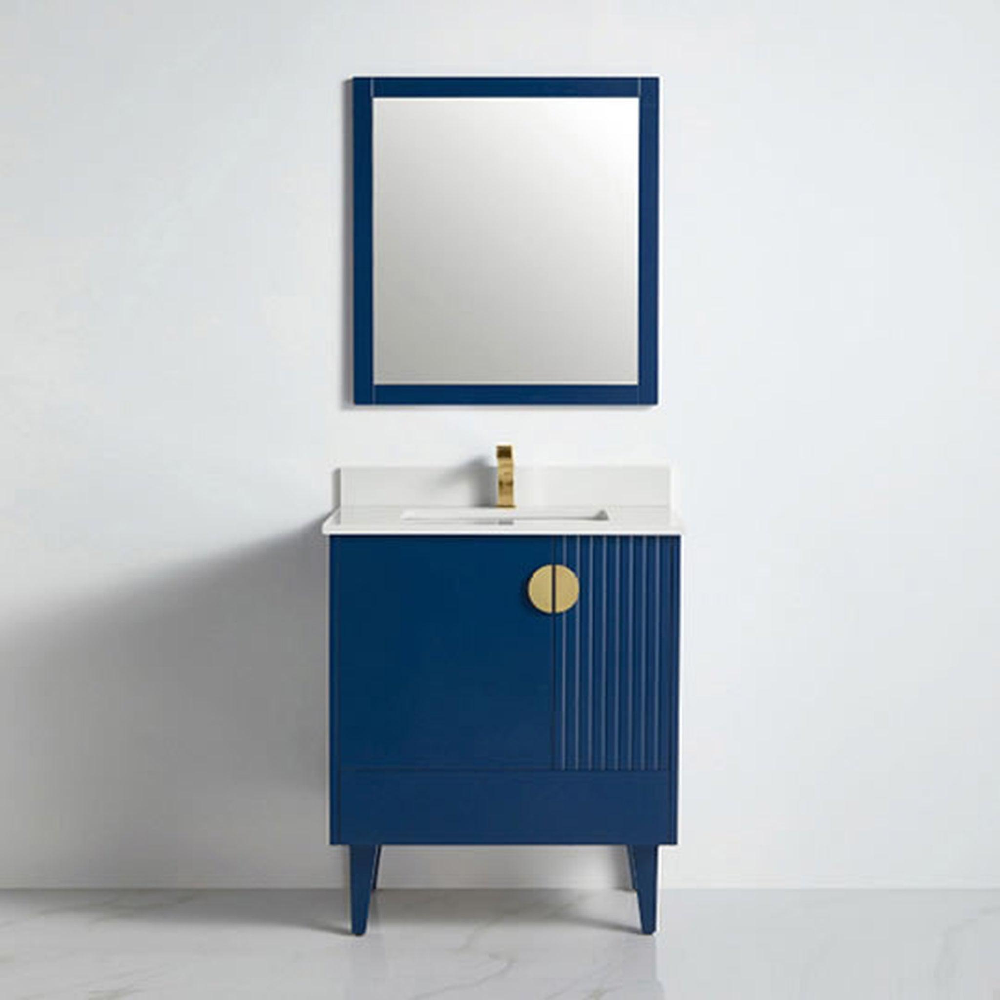 BNK BCB1430NB Athens Navy Blue Vanity Only Two Glass Door One Drawer S – US Bath Store
