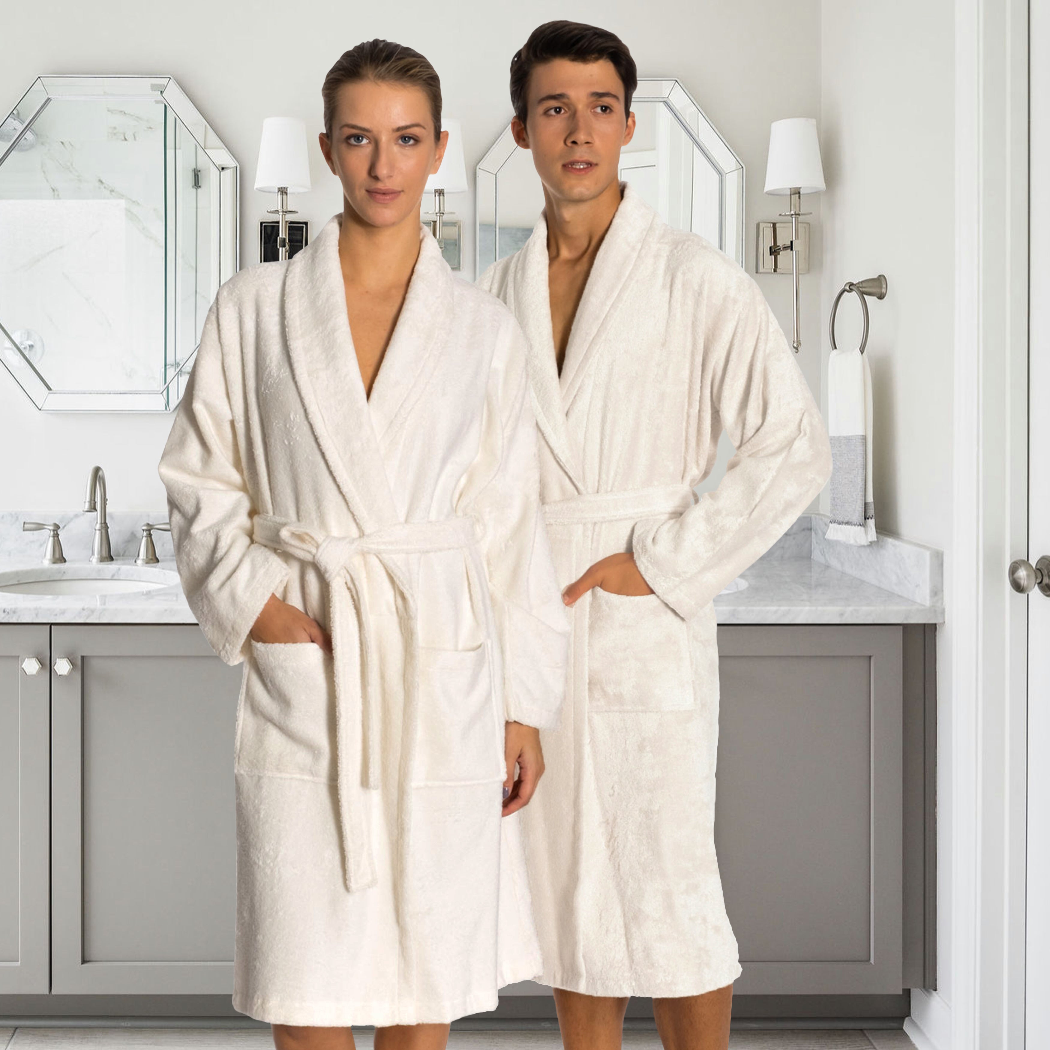 East 'N Blue Sultan Medium Cream Bathrobe – US Bath Store