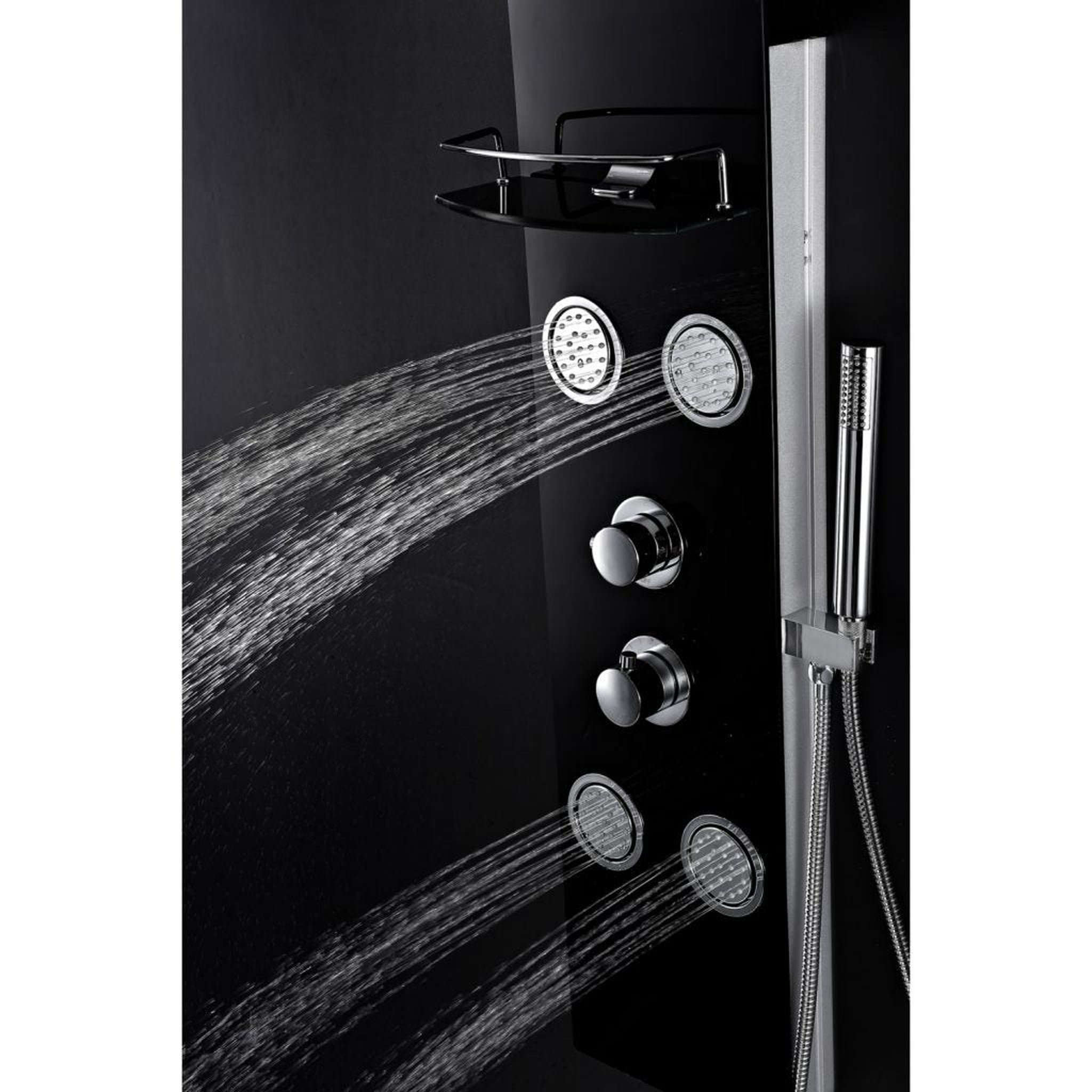 ANZZI Colossal Series 56" Black 4-Jetted Full Body Shower Panel With H ...