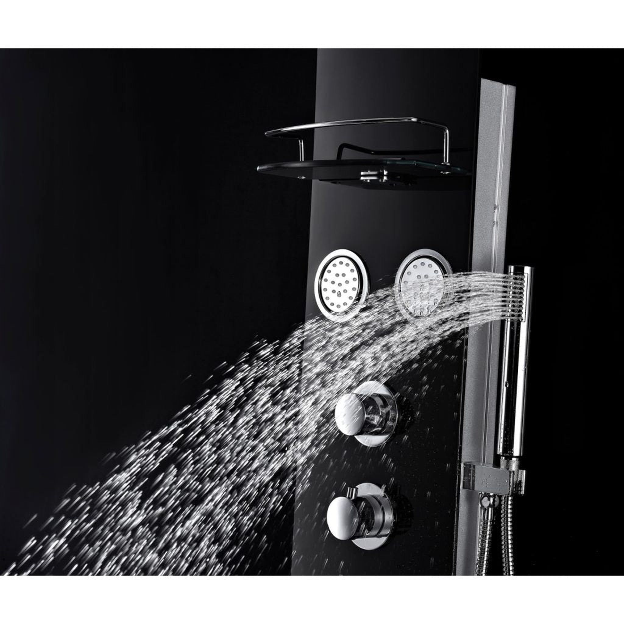 ANZZI Colossal Series 56" Black 4-Jetted Full Body Shower Panel With H ...