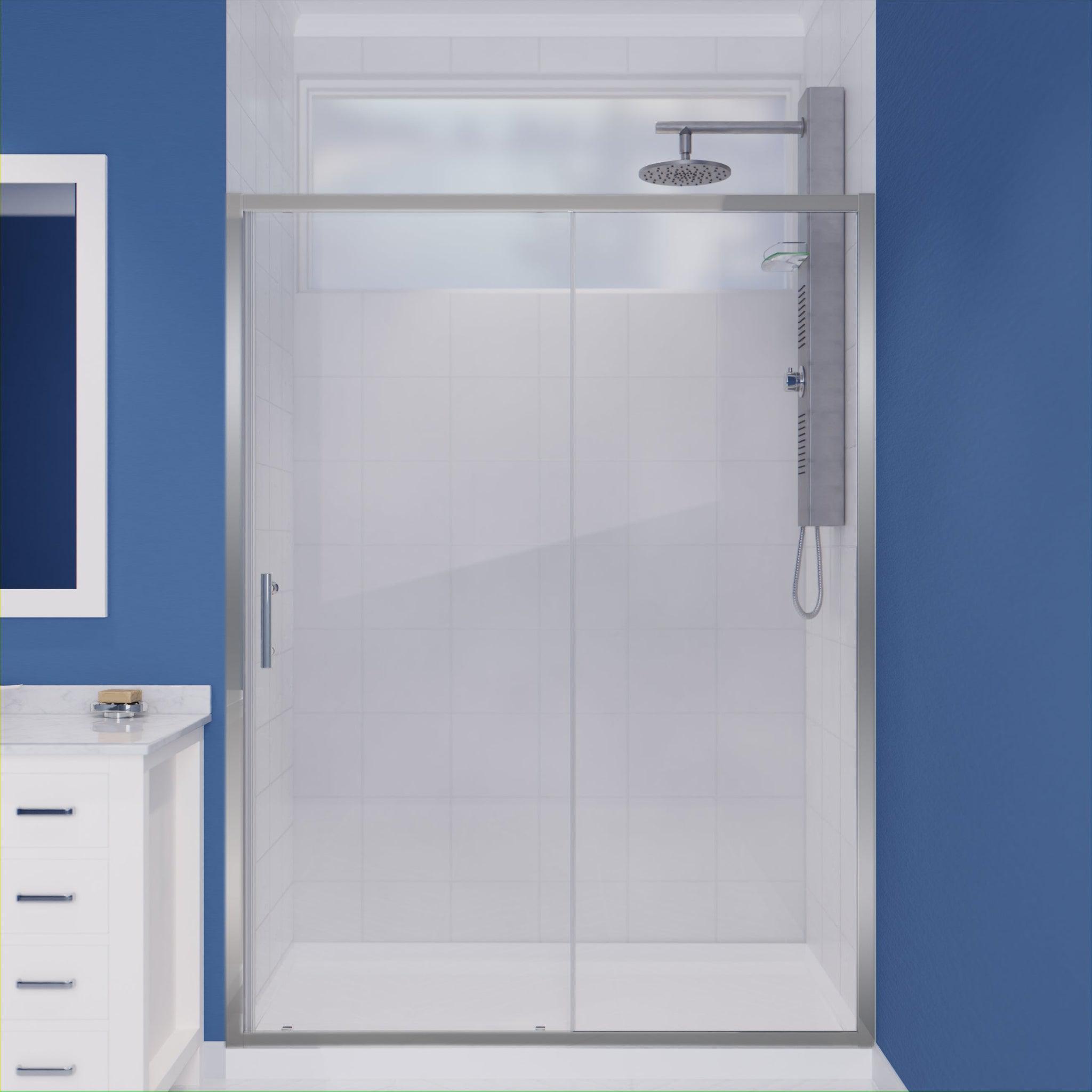 ANZZI Halberd Series 60" x 72" Framed Rectangular Polished Chrome Slid ...