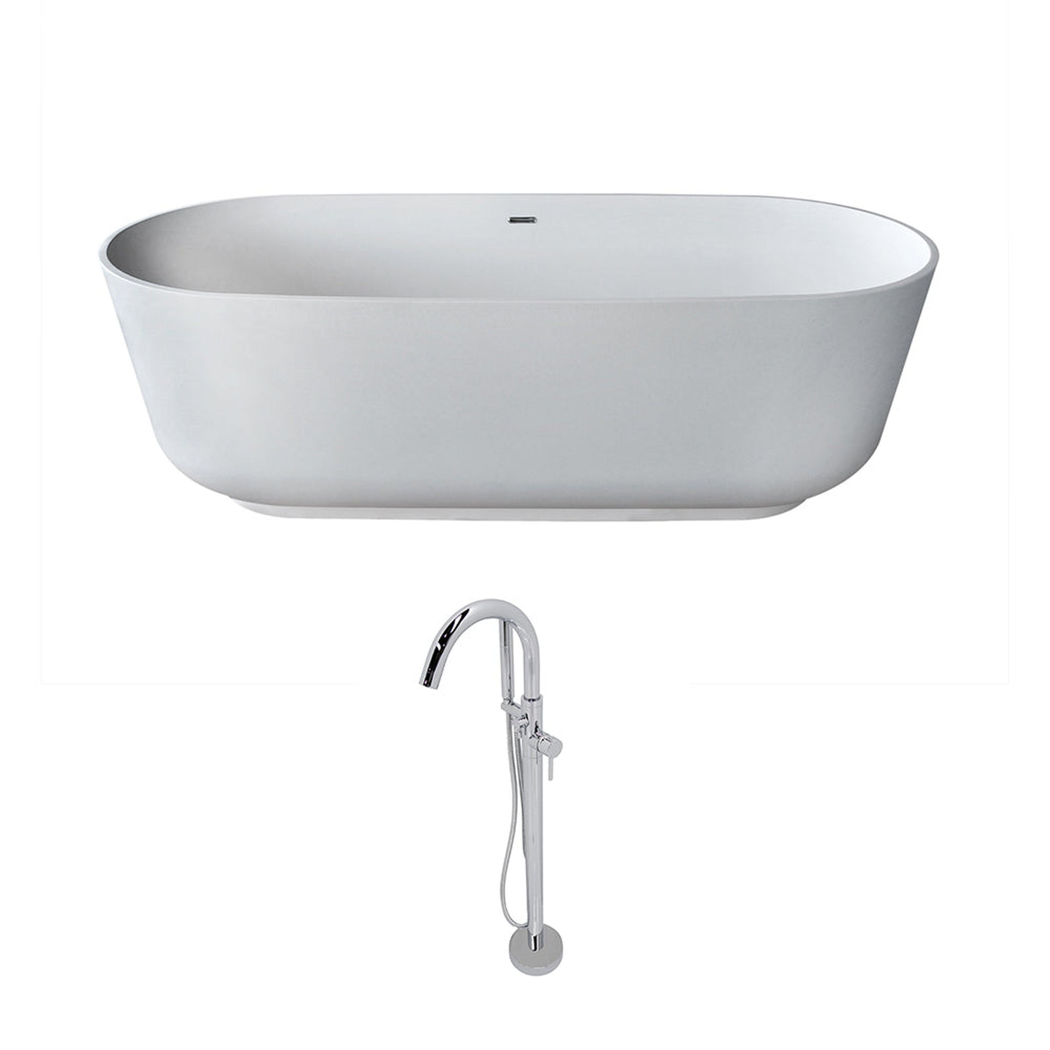 ANZZI Sabbia Series 71" x 32" Matte White Freestanding Bathtub With Bu ...