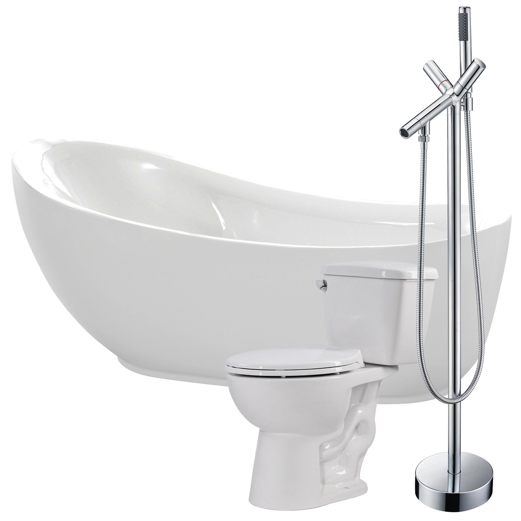 ANZZI Talyah Series 71" x 35" Glossy White Freestanding Bathtub With H ...
