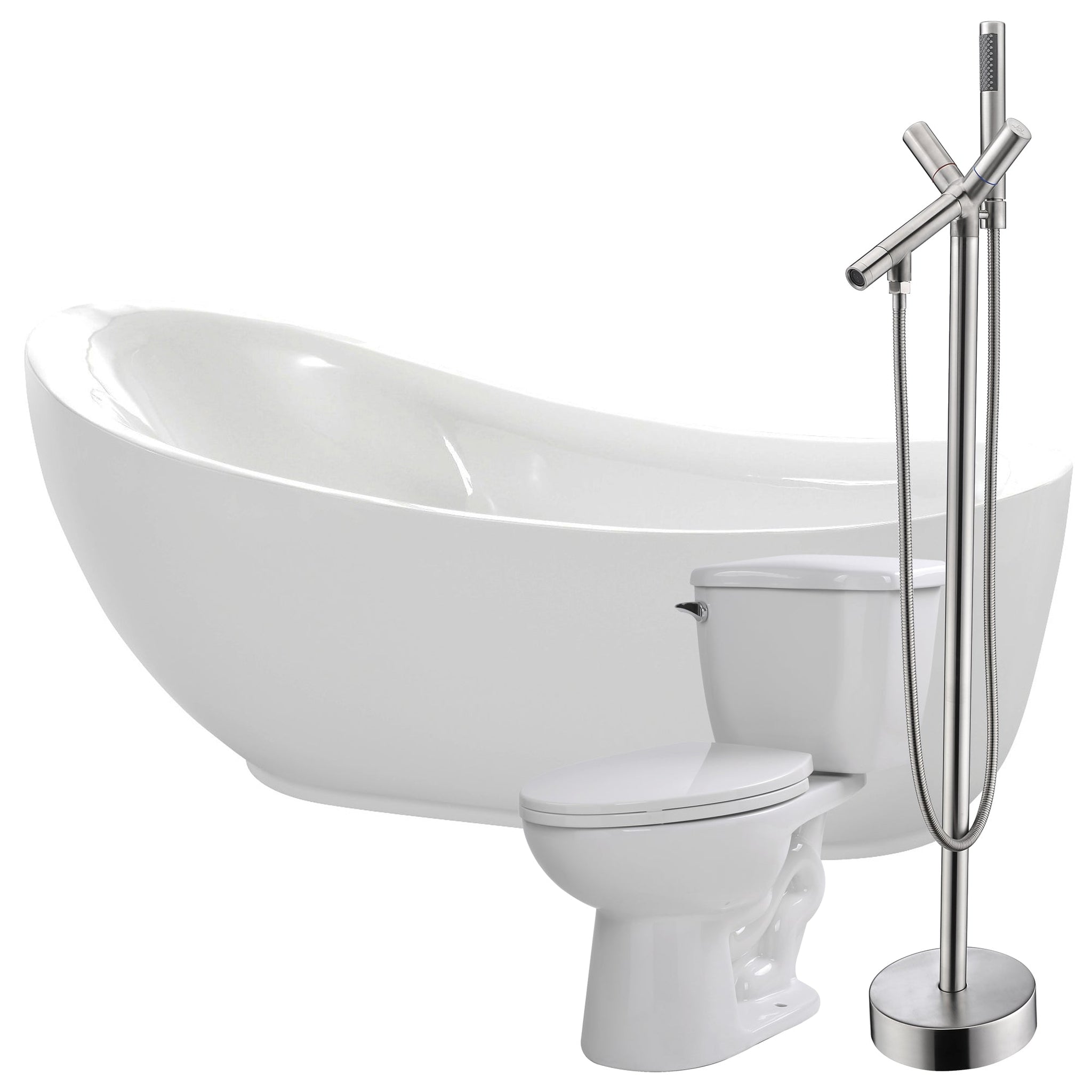 ANZZI Talyah Series 71" x 35" Glossy White Freestanding Bathtub With H ...