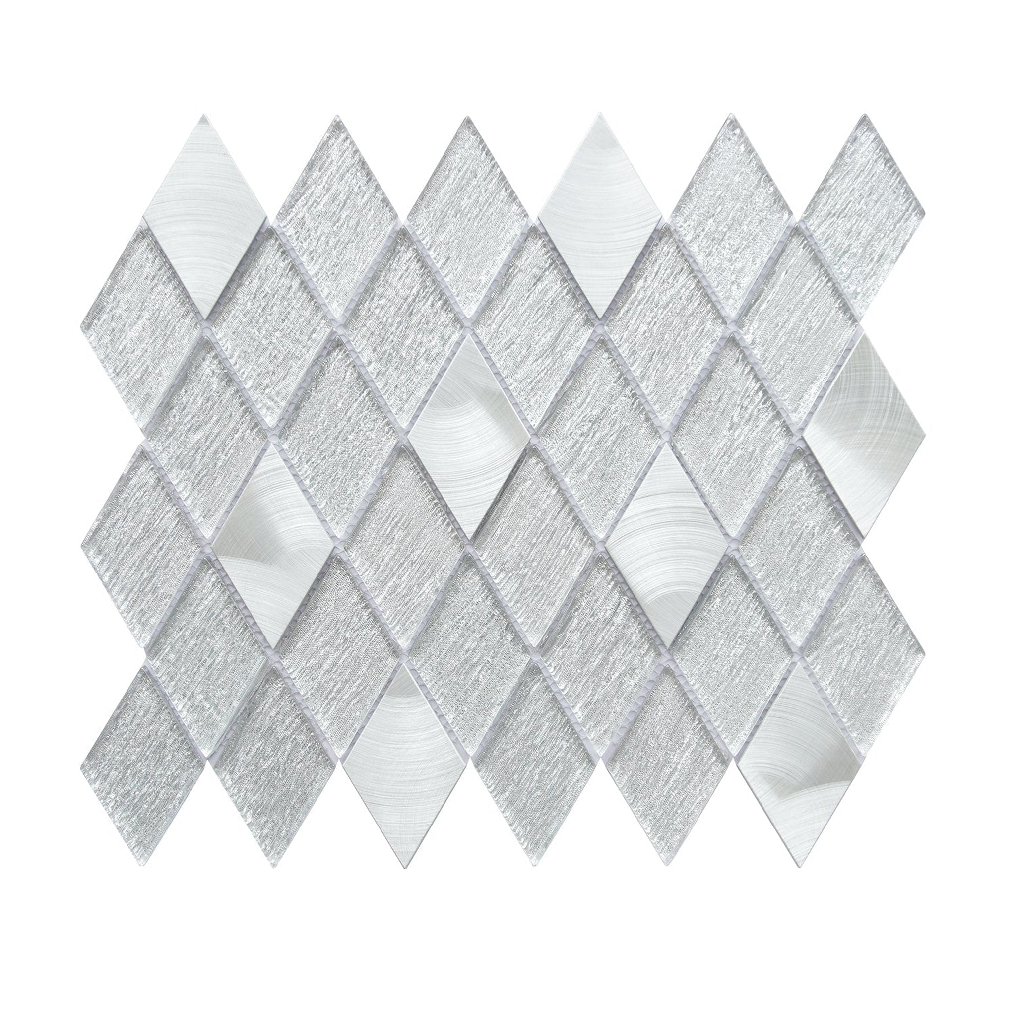 Altair Ballagh 15 pcs. Diamond Silver Gray Glass Mosaic Wall Tile – US ...