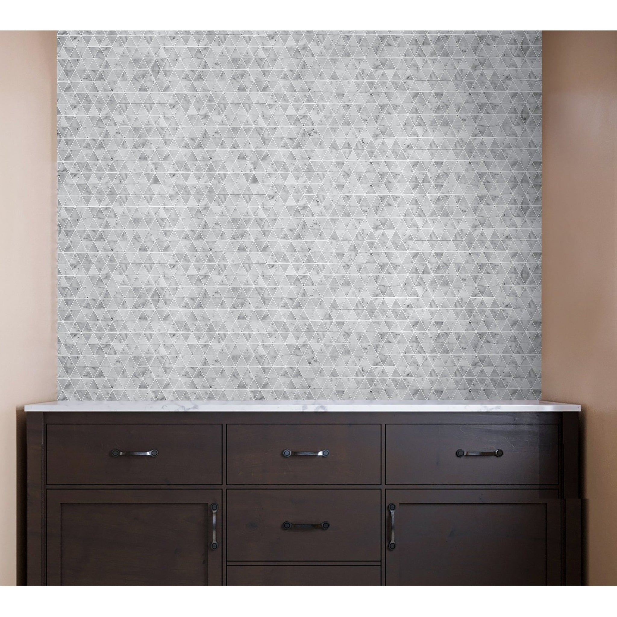 Altair Burgos 11 pcs. Triangle Carrara White Marble Mosaic Floor and W ...