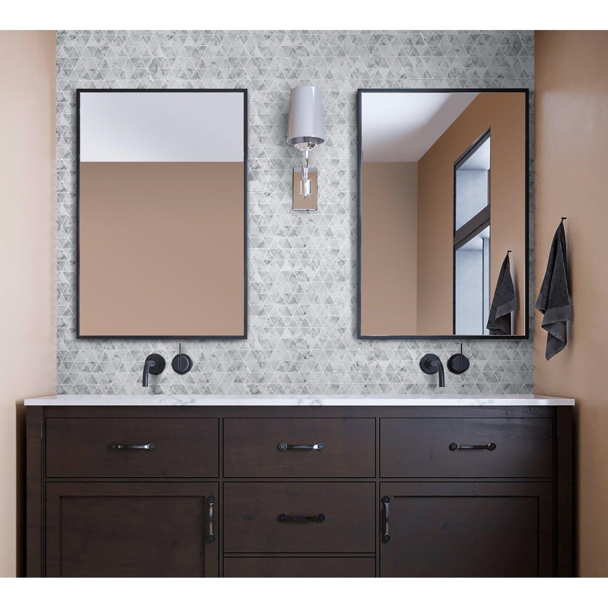 Altair Burgos 11 pcs. Triangle Carrara White Marble Mosaic Floor and W ...