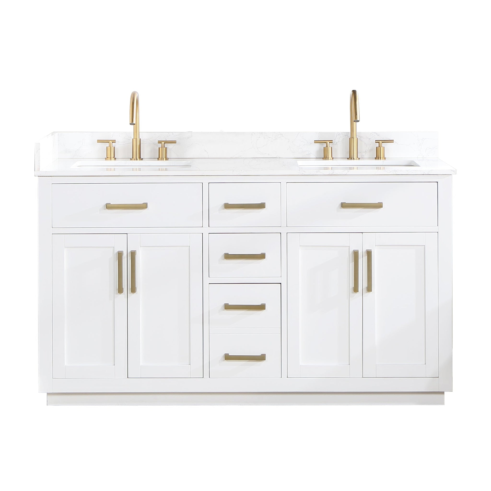 Altair Gavino 60" White Freestanding Double Bathroom Vanity Set With G ...