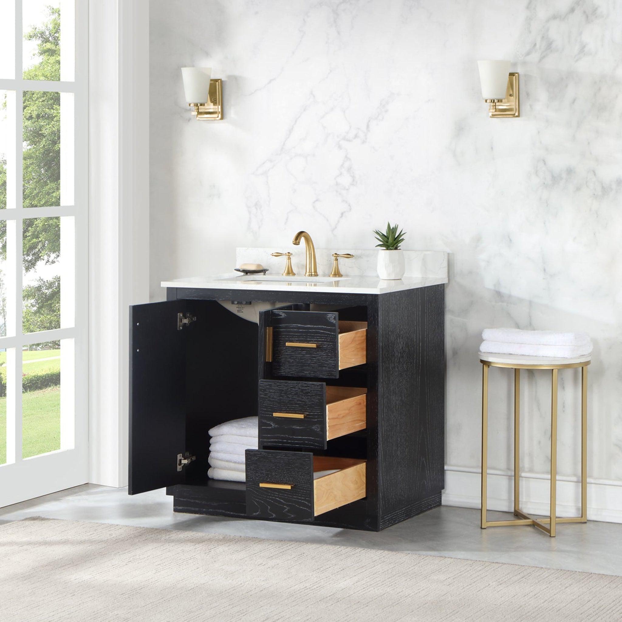 Altair Gazsi 36" Black Oak Freestanding Single Bathroom Vanity Set Wit ...