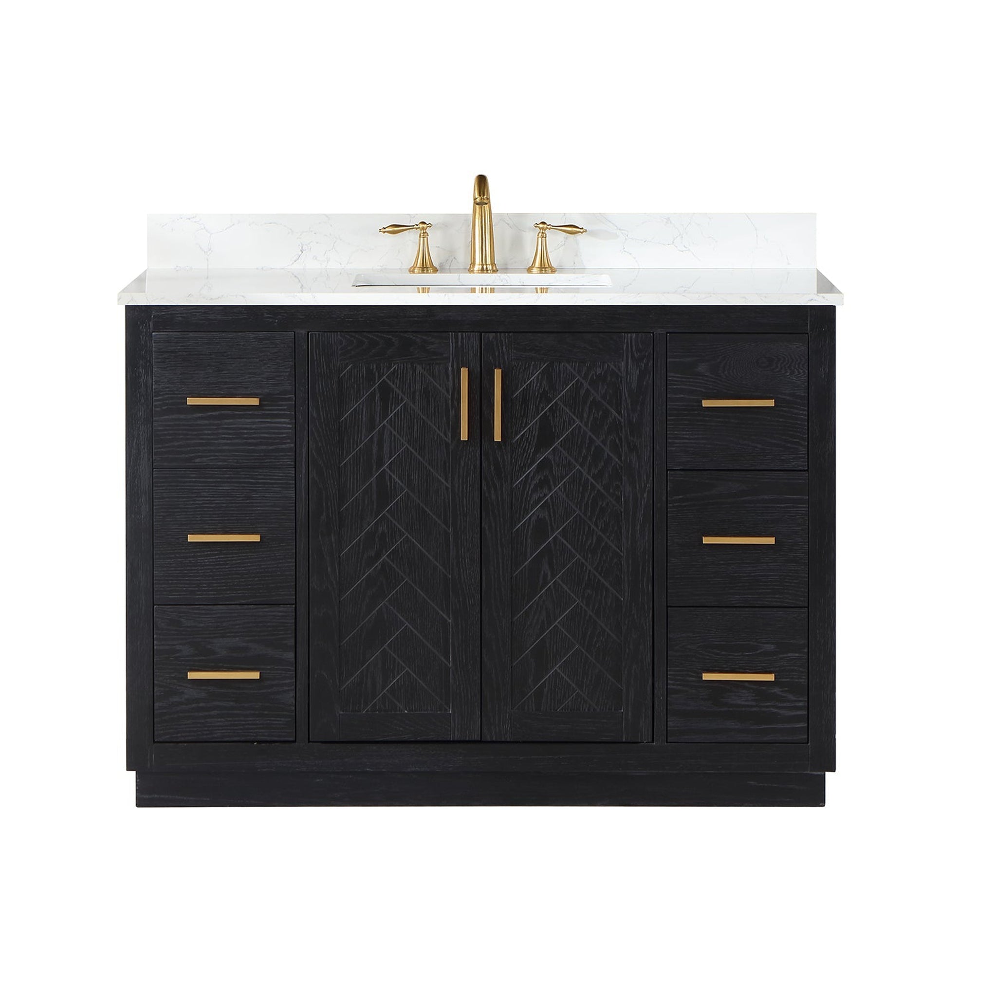 Altair Gazsi 48" Black Oak Freestanding Single Bathroom Vanity Set Wit ...