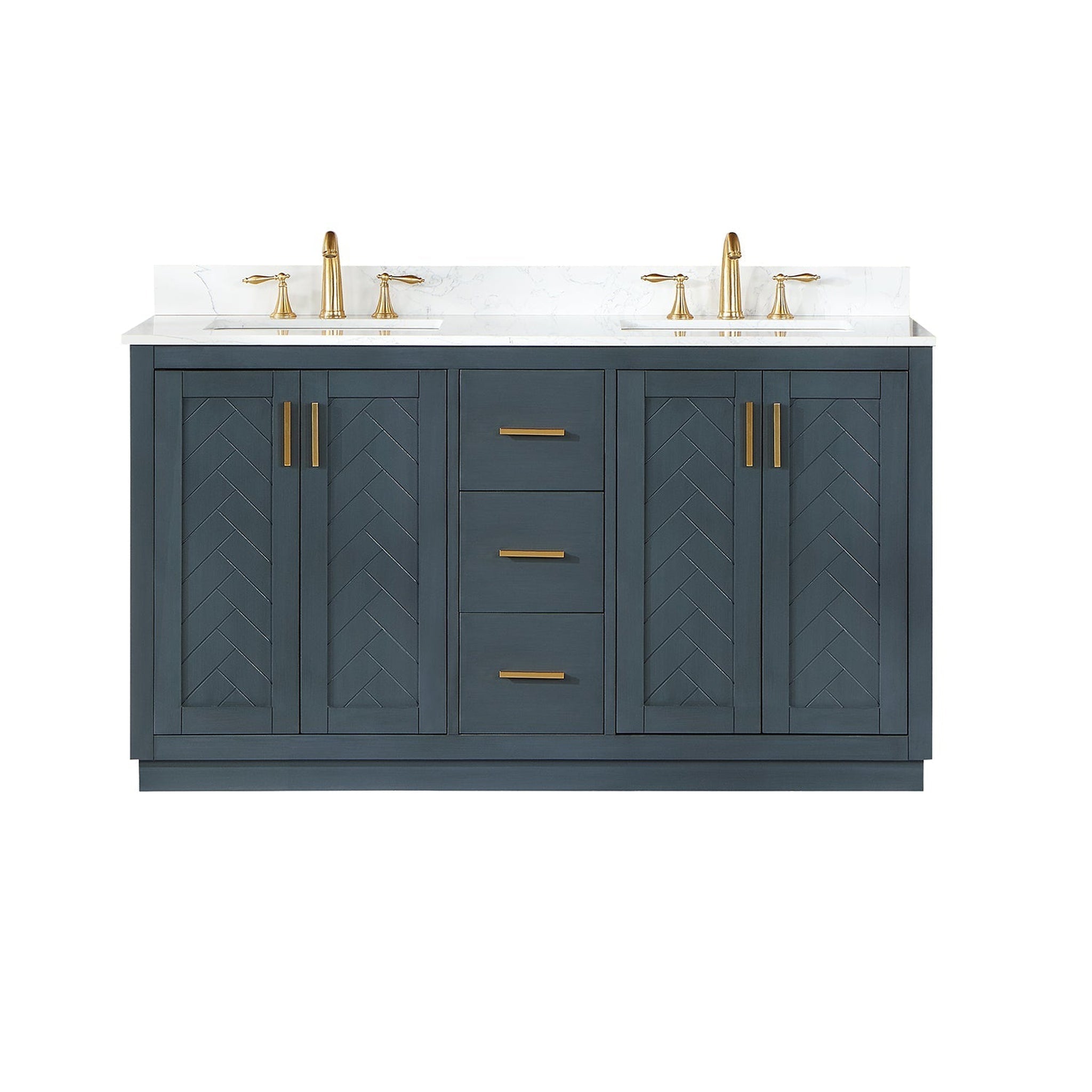 Altair Gazsi 60" Classic Blue Freestanding Double Bathroom Vanity Set ...