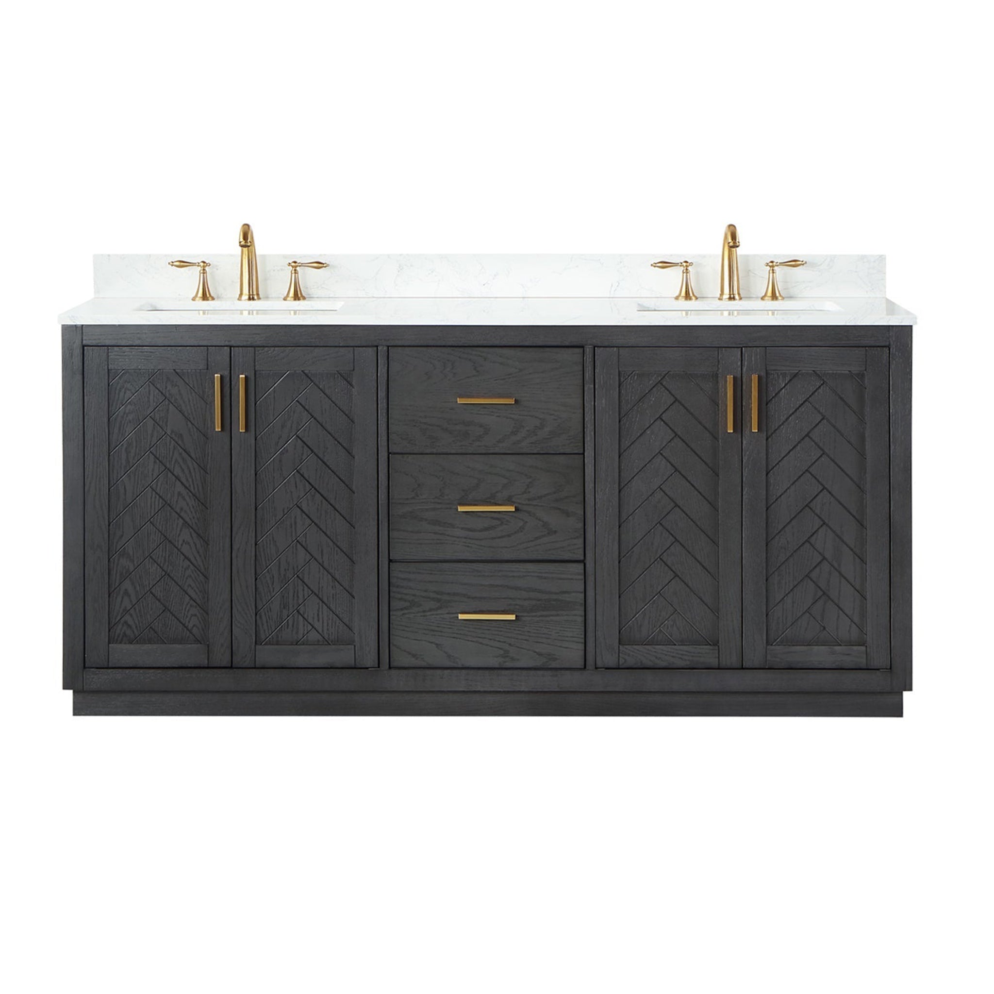 Altair Gazsi 72" Brown Oak Freestanding Double Bathroom Vanity Set Wit ...