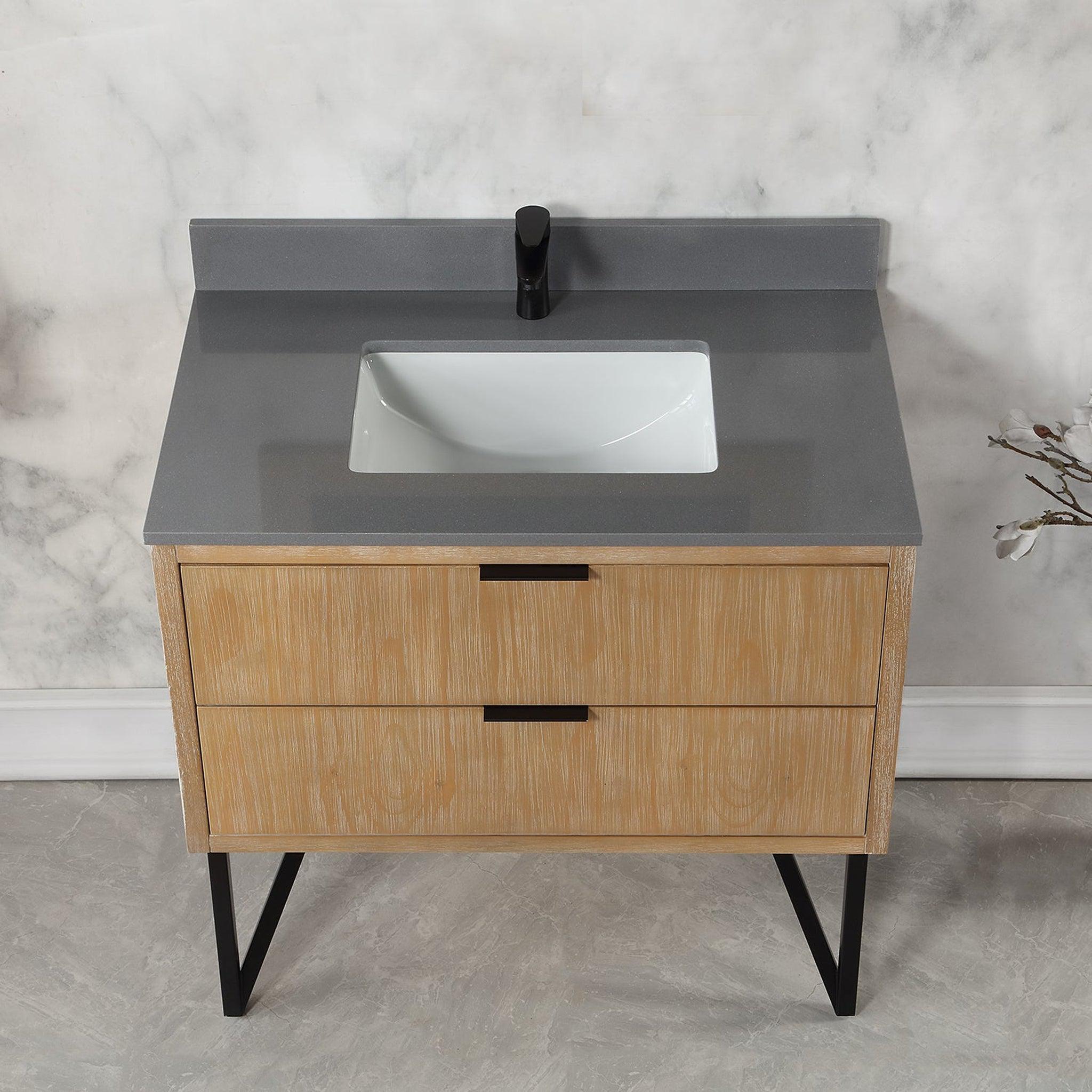 Altair Helios 36" Weathered Pine Freestanding Single Bathroom Vanity S ...