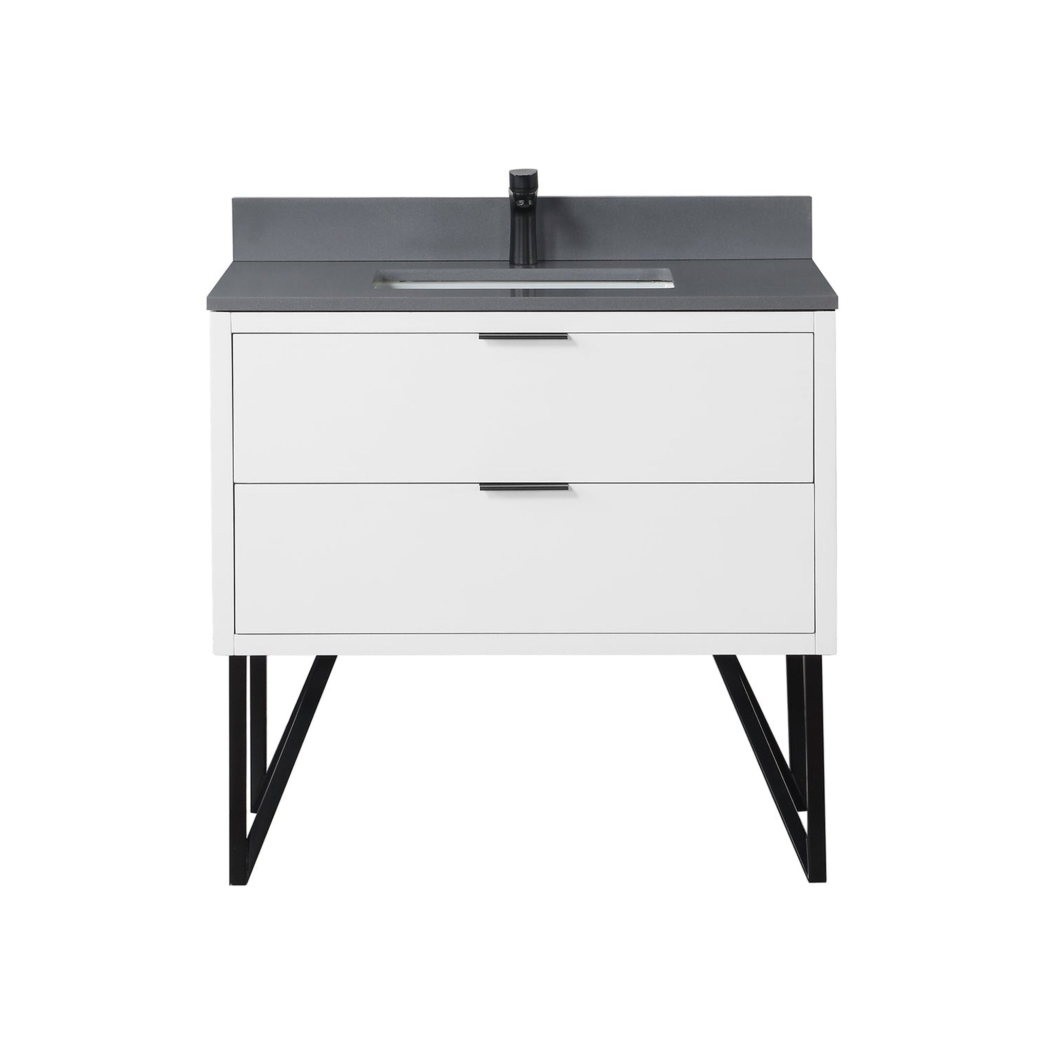 Altair Helios 36" White Freestanding Single Bathroom Vanity Set With C ...