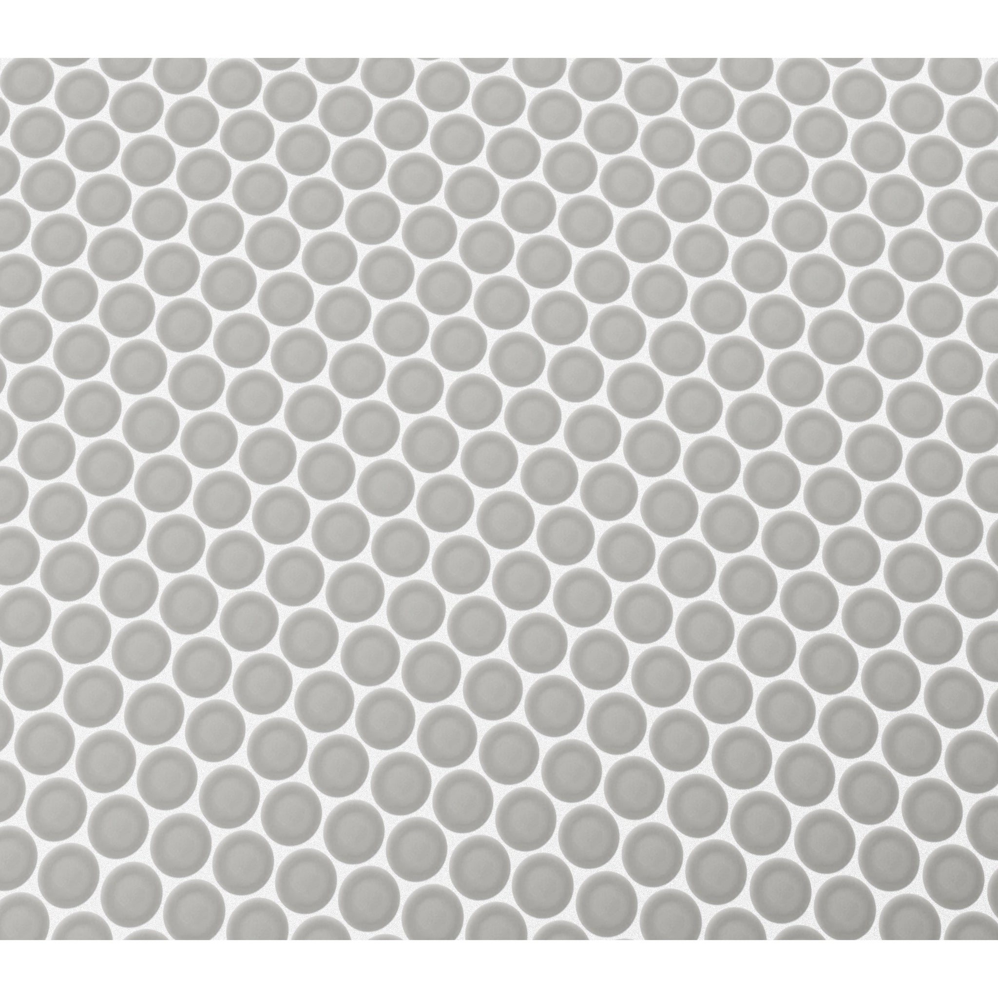 Altair Huelva 11 pcs. Circular Light Grey Glass Penny Mosaic Floor and ...