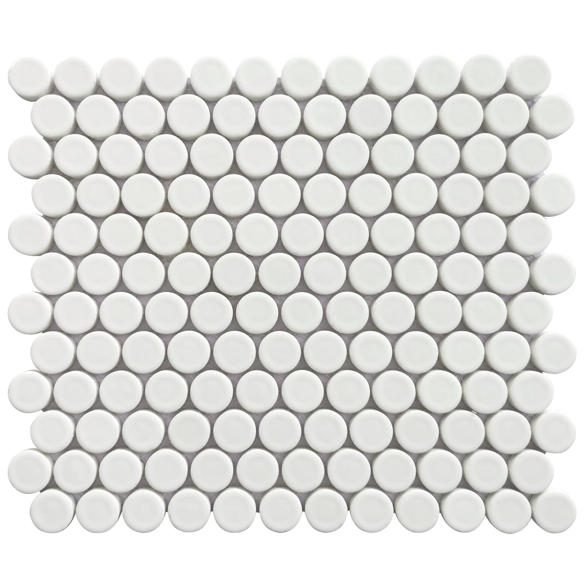 Altair Huelva 11 pcs. Circular White Glass Penny Mosaic Floor and Wall ...