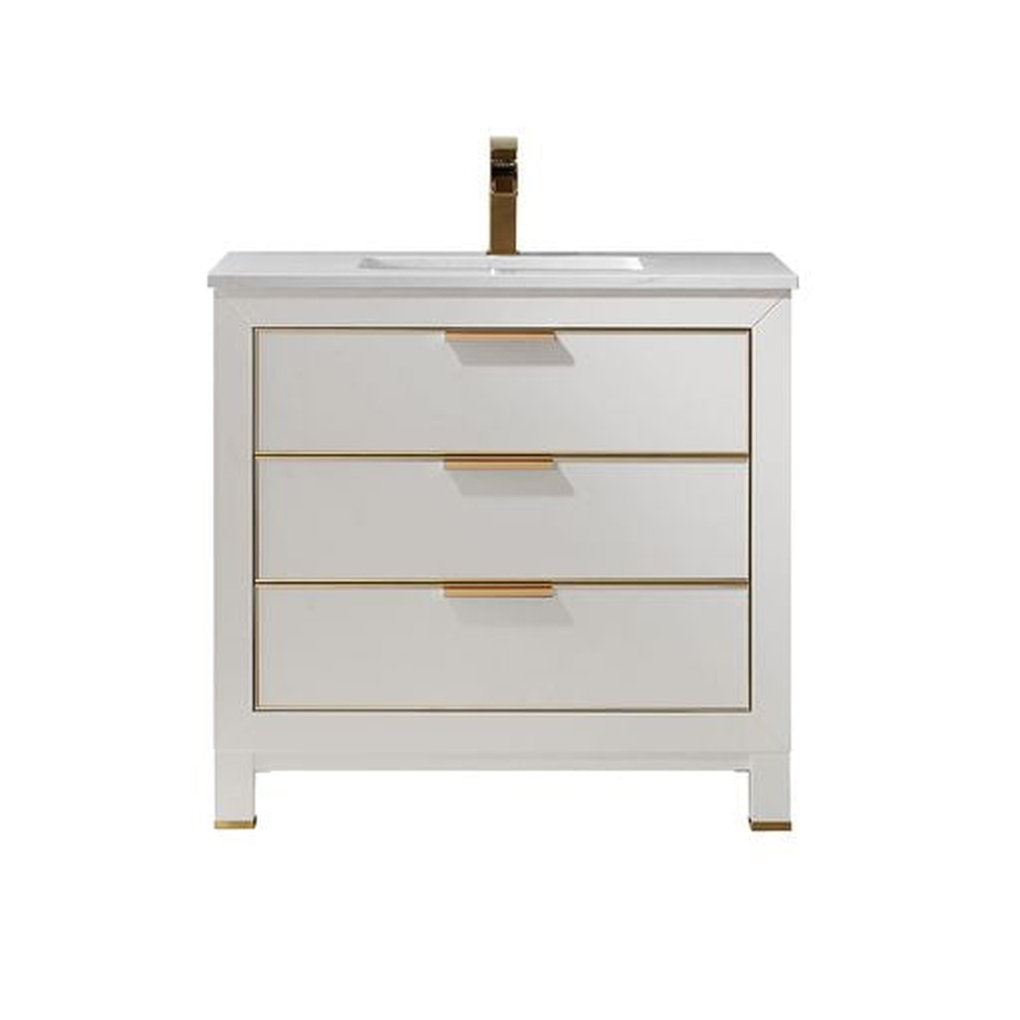 Altair Jackson 36" Single White Freestanding Bathroom Vanity Set With ...