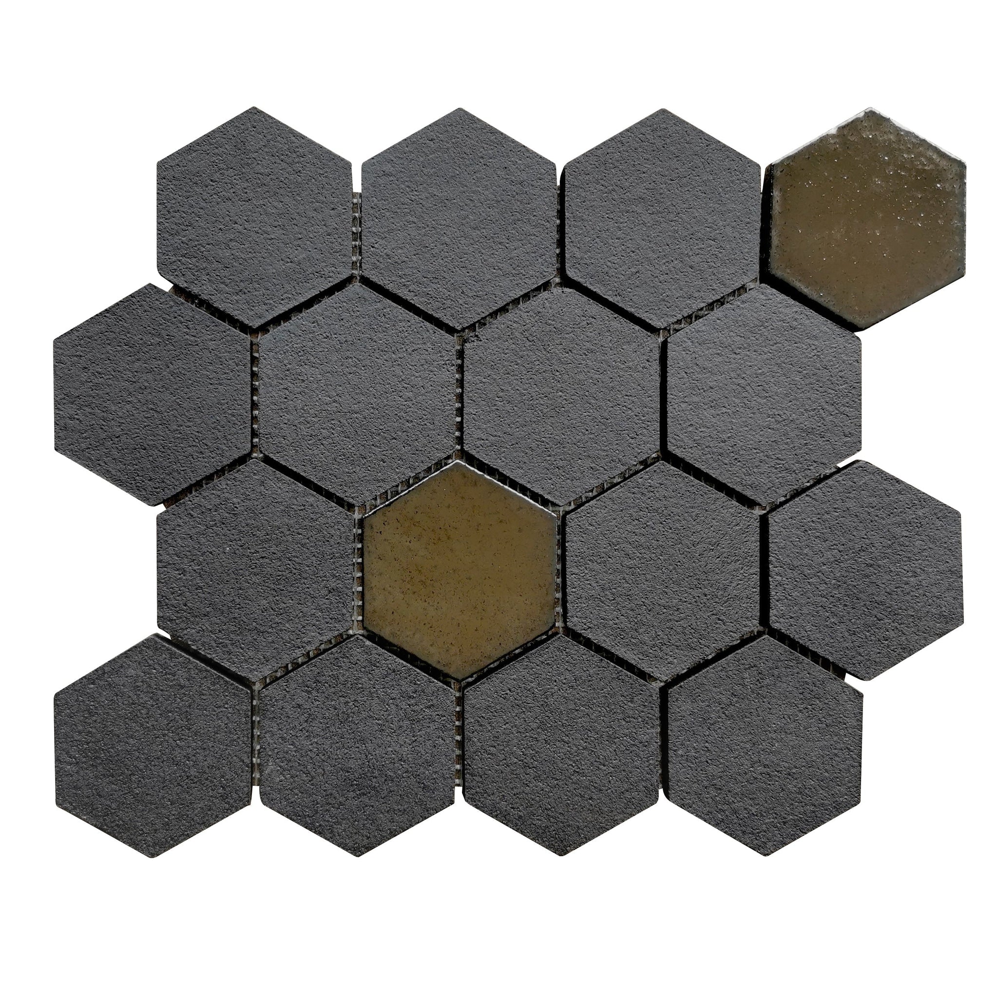 Altair Lugo 9 pcs. Hexagon Dark Grey Stone Mosaic Floor and Wall Tile ...
