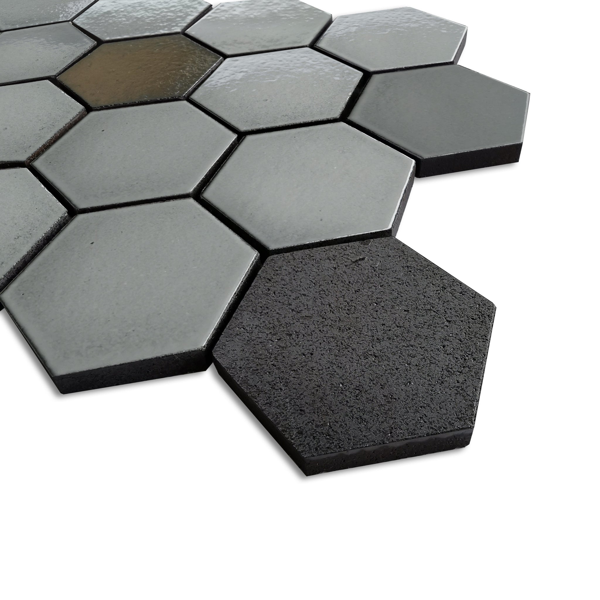 Altair Lugo 9 pcs. Hexagon Grey Stone Mosaic Floor and Wall Tile – US ...