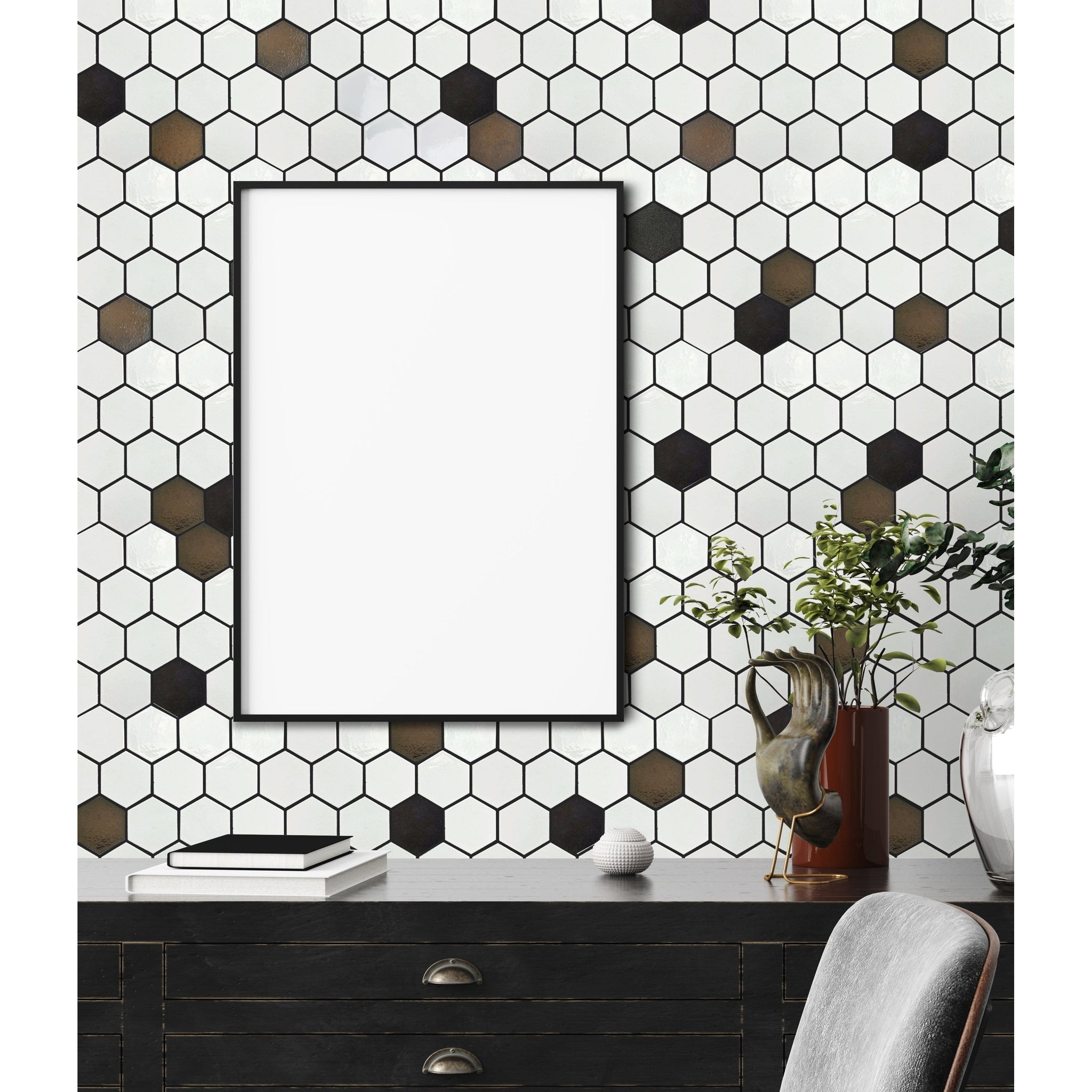Altair Lugo 9 pcs. Hexagon White Stone Mosaic Floor and Wall Tile – US ...