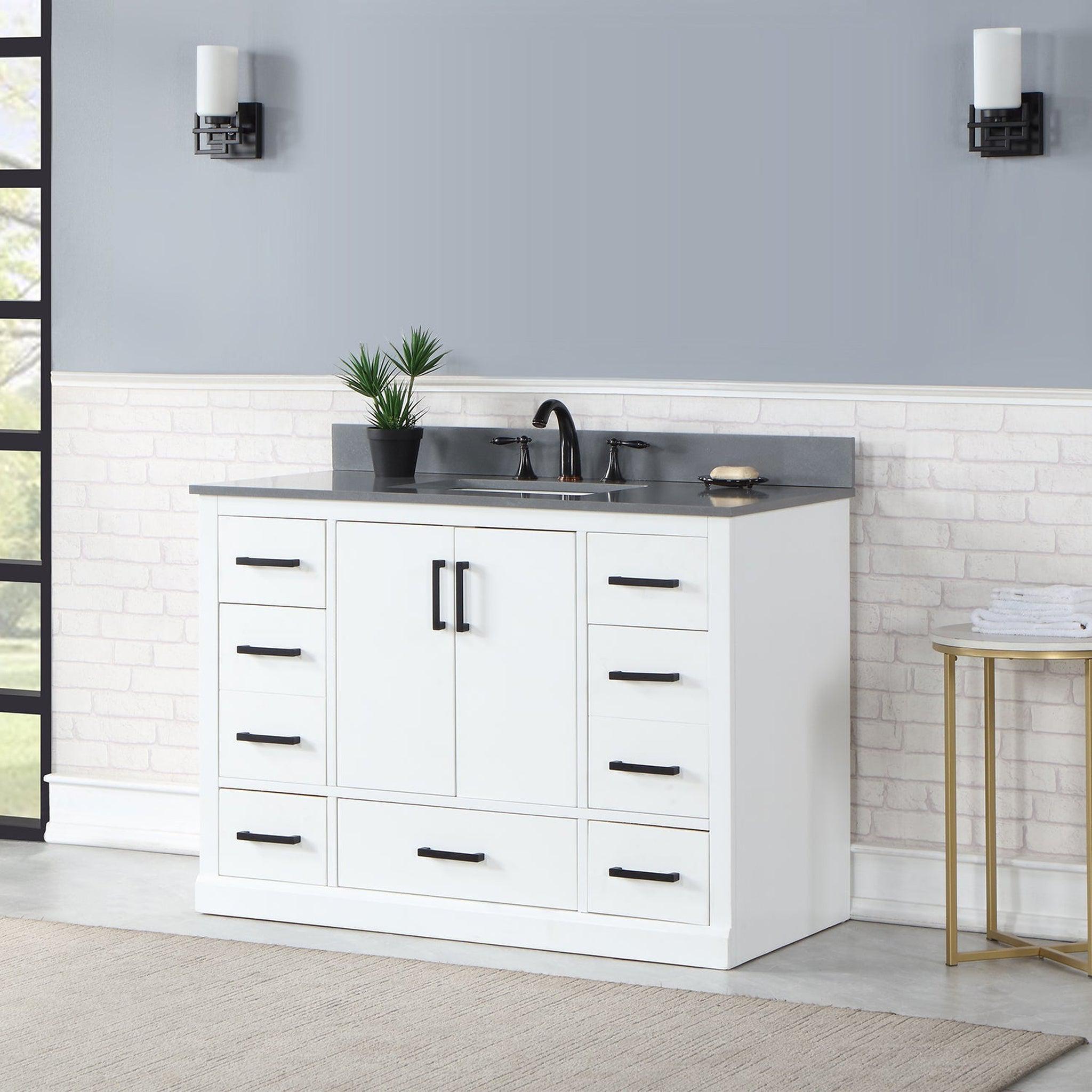 Altair Monna 48" White Freestanding Single Bathroom Vanity Set With Co ...