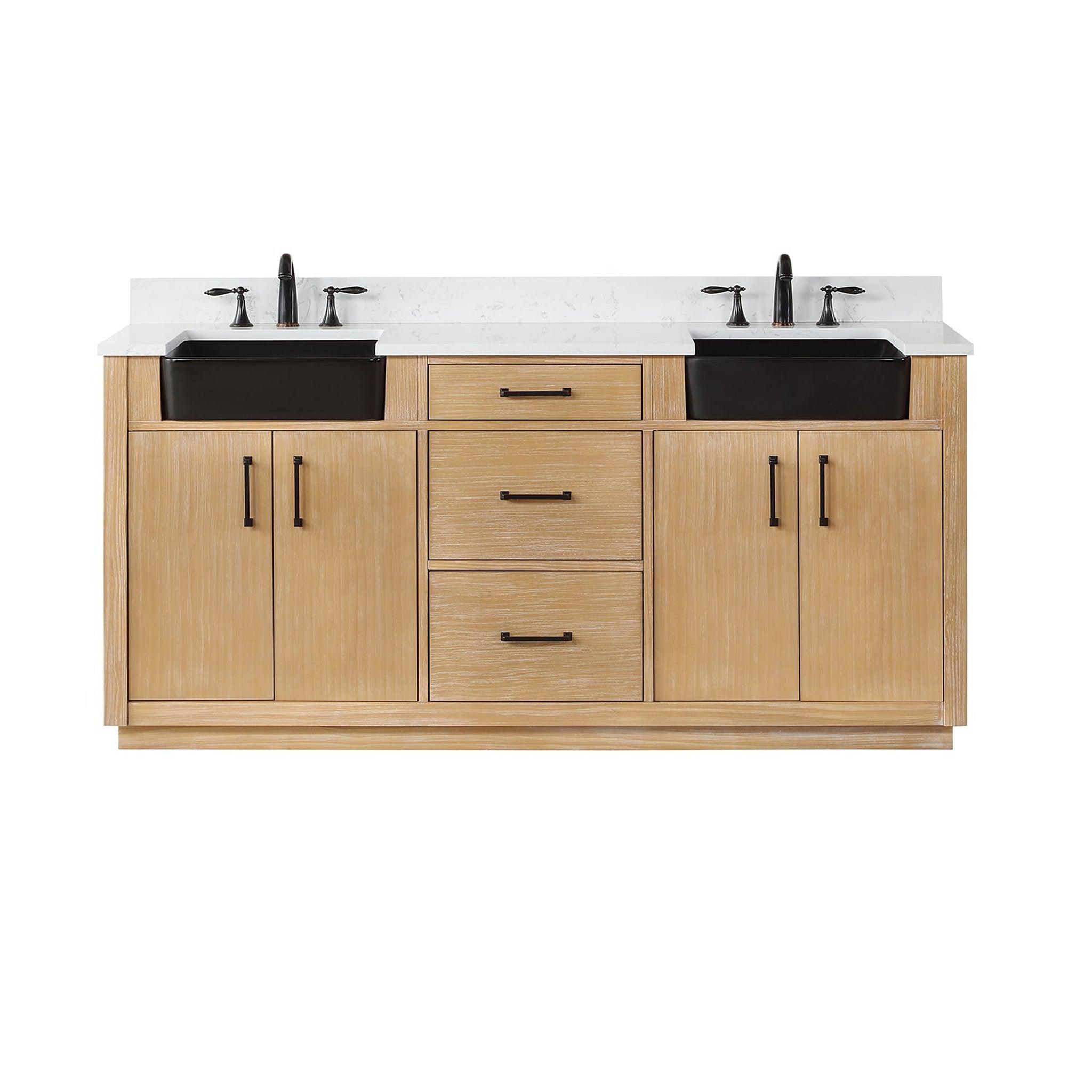Altair Novago 72" Weathered Pine Freestanding Double Bathroom Vanity S ...