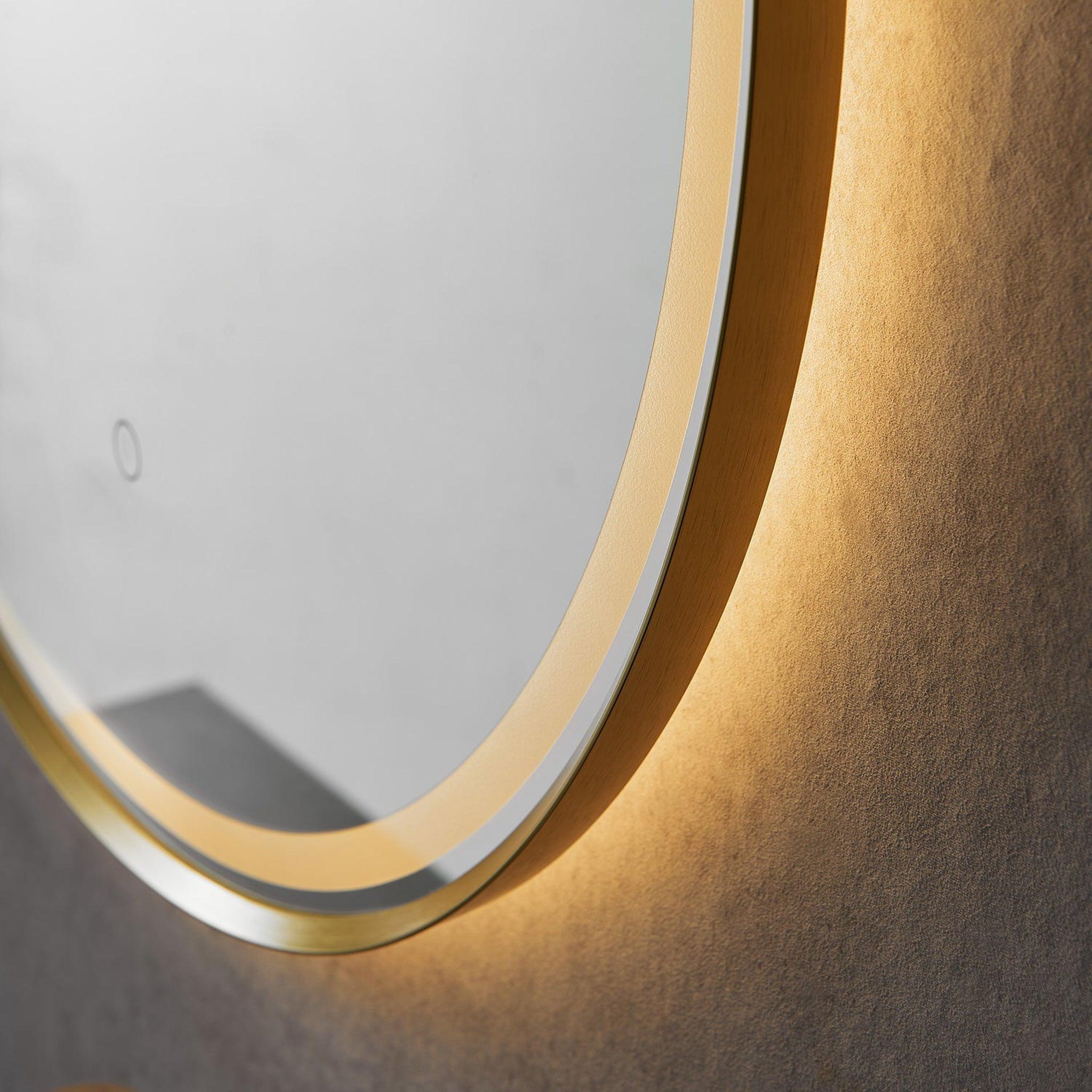 Altair Palme 32" Round Brushed Gold Wall-Mounted LED Mirror – US Bath Store