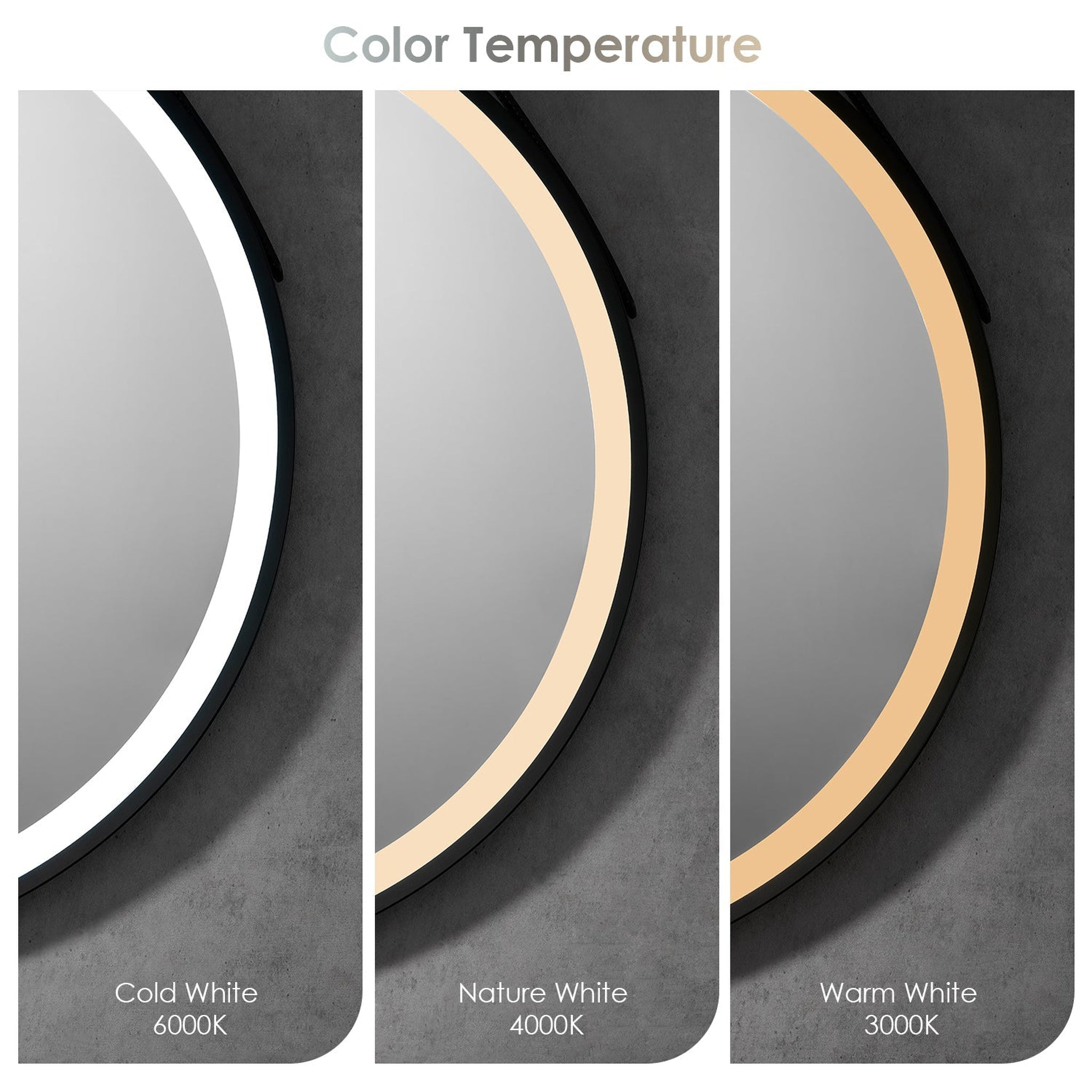 Altair Roccia 28" Round Matte Black Wall-Mounted LED Mirror – US Bath Store