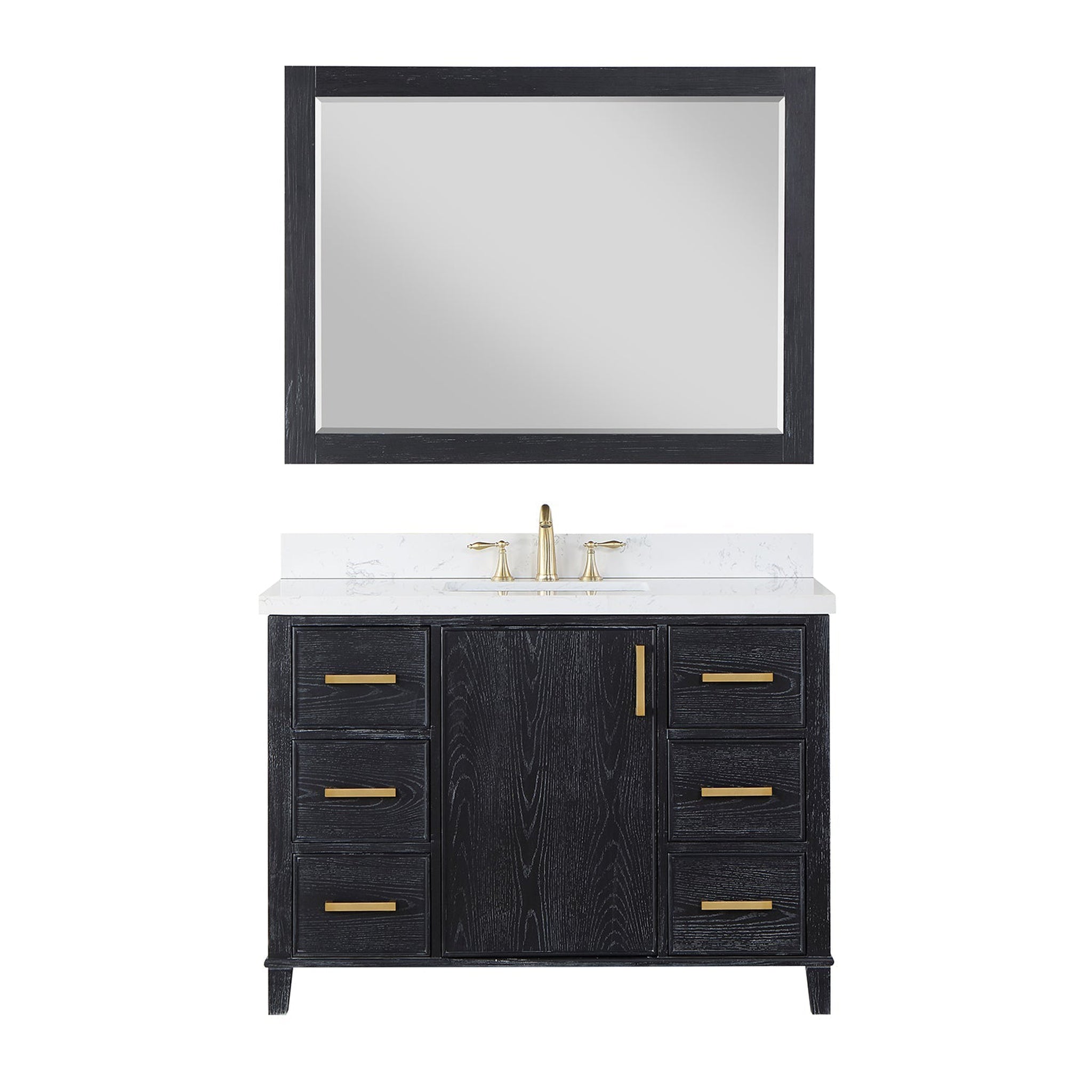 Altair Weiser 48" Black Oak Freestanding Single Bathroom Vanity Set Wi ...