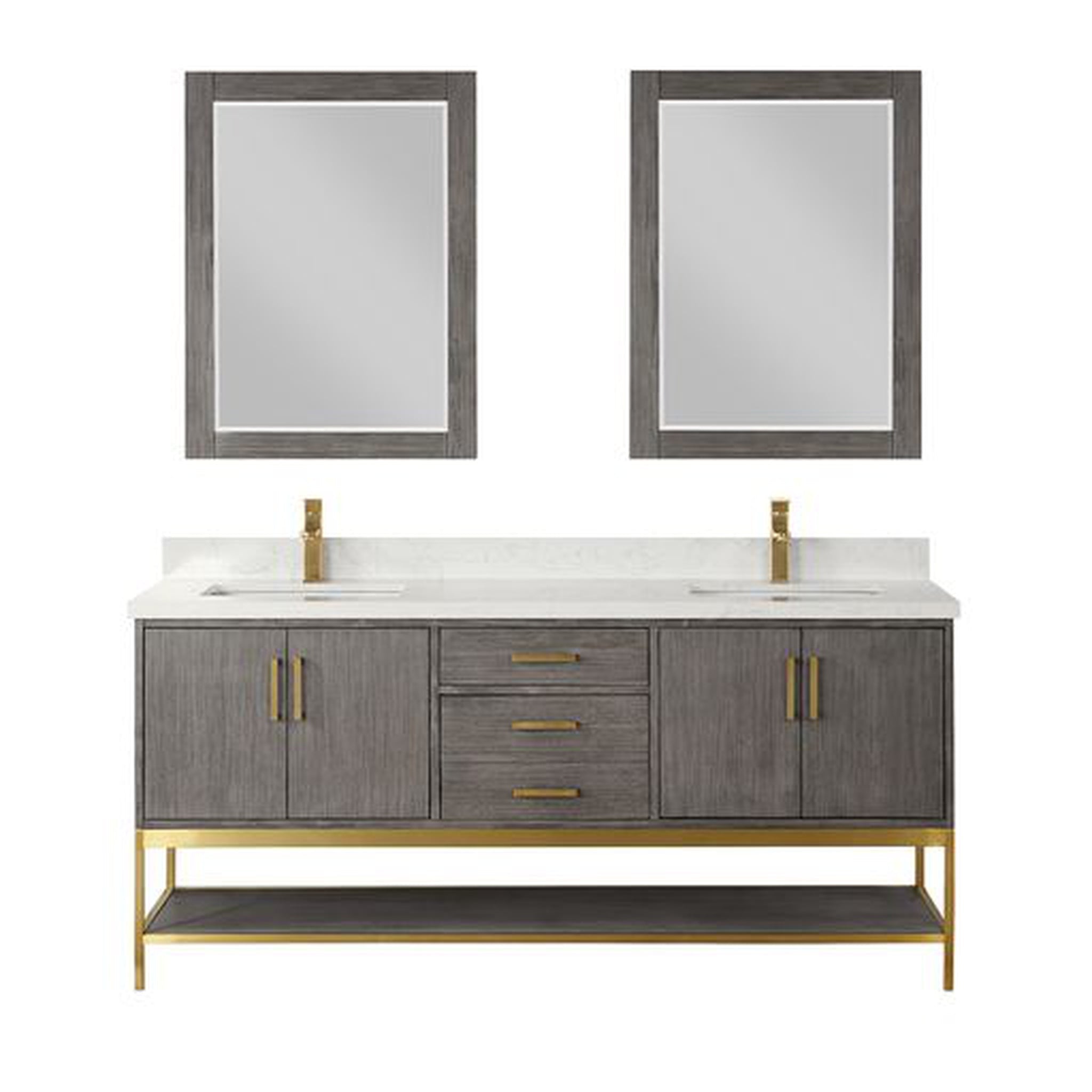 Altair Wildy 72" Classical Grey Freestanding Double Bathroom Vanity Se ...