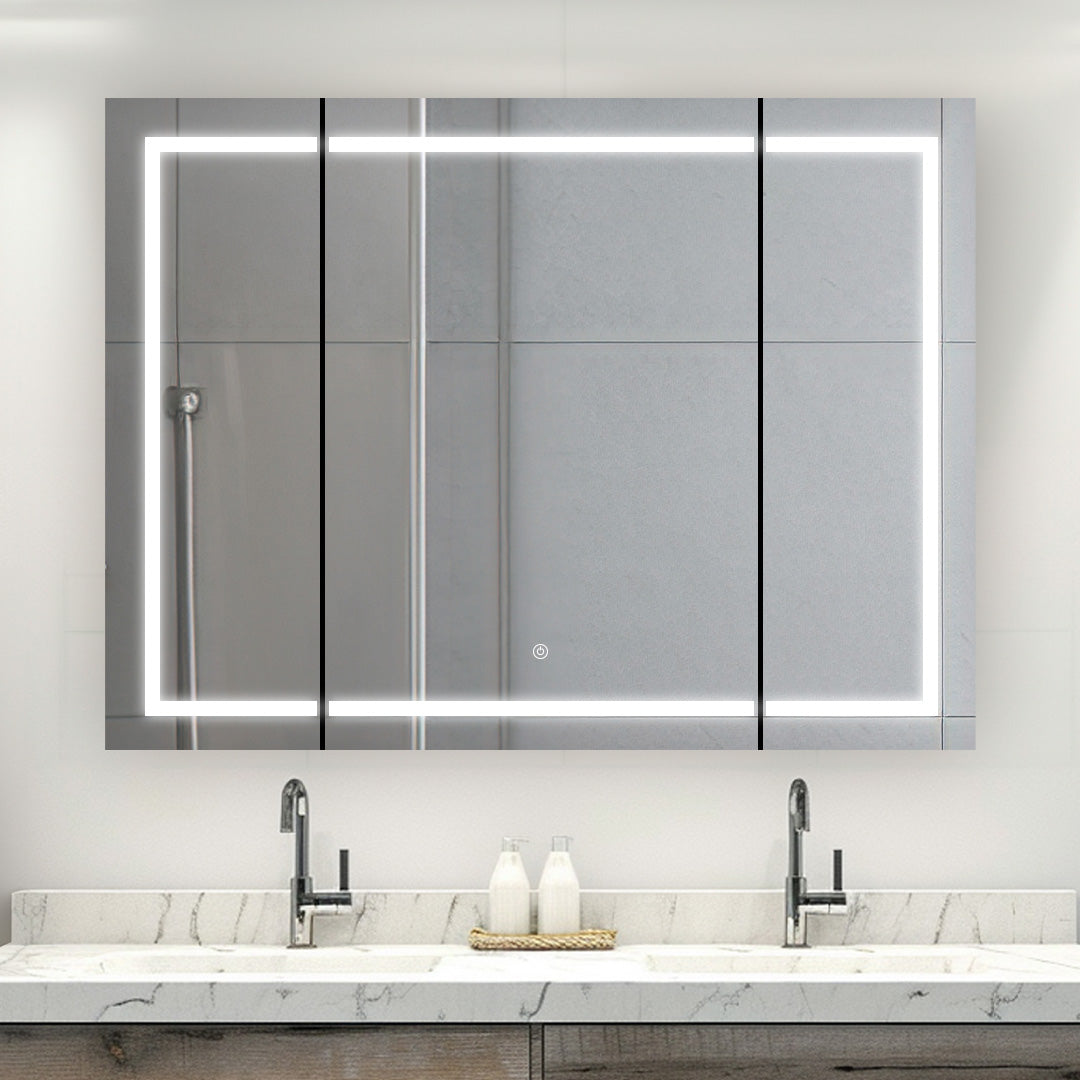 Aquadom Royale Plus 48" x 36" Triple-Door LED Lighted Medicine Cabinet ...