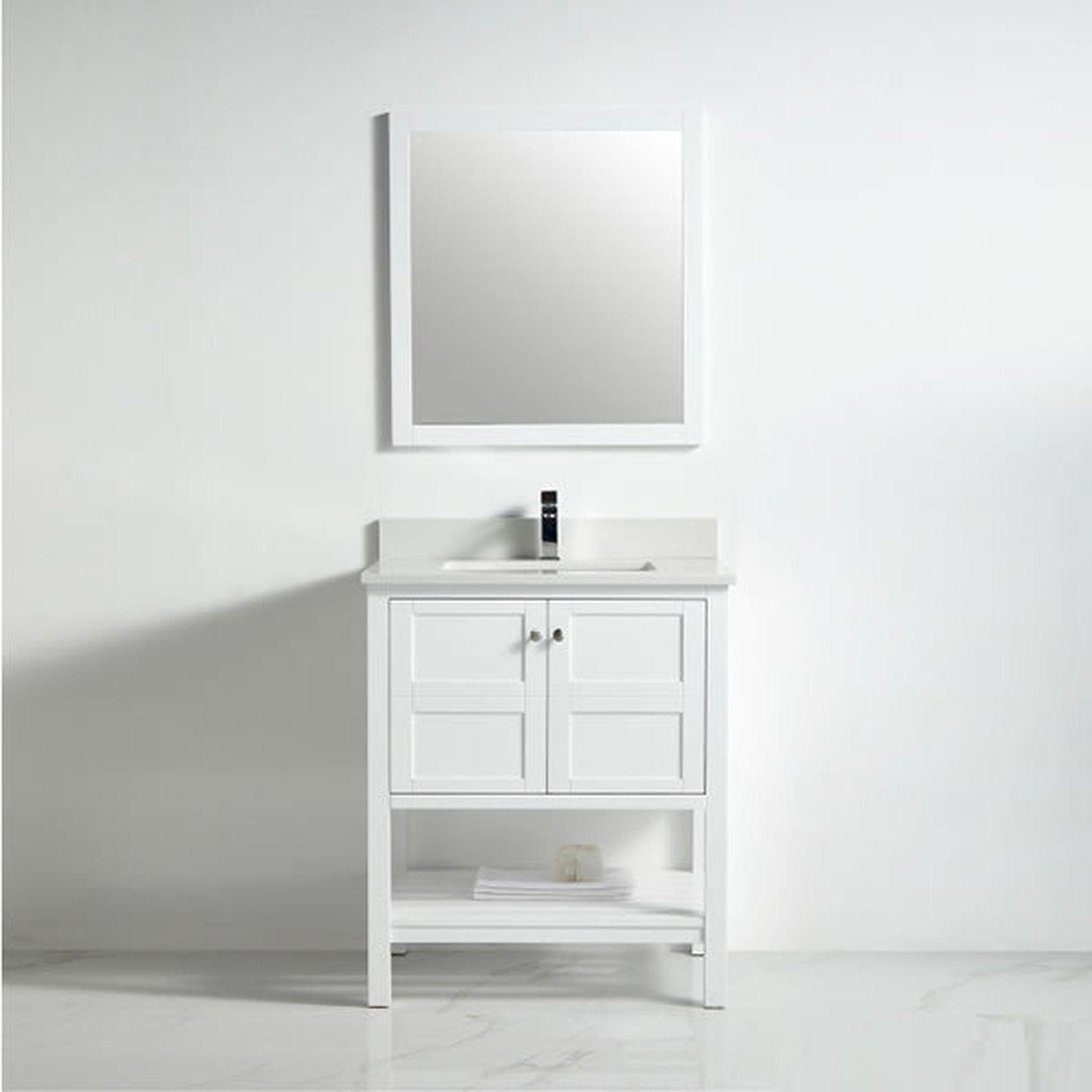 BNK BCB1130 Austin Matt White Vanity Only Two Door One Drawer Soft Clo ...
