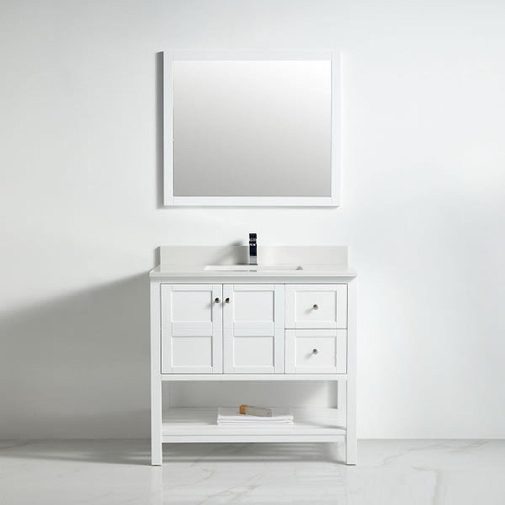 BNK BCB1136R Austin Matt White Vanity Only Two Door Two Right Drawer S ...