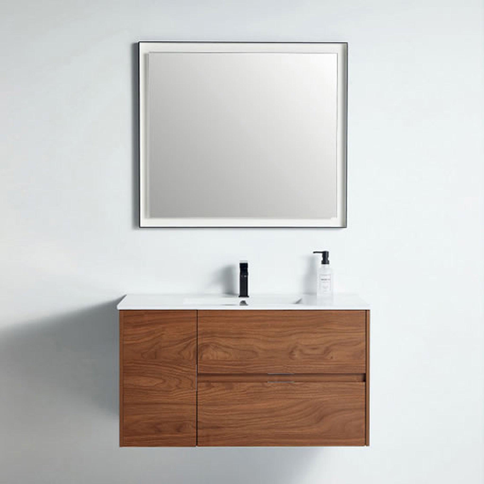 BNK BCB1940BRE York Brown Ebony Vanity Only One-Door Two Drawer Soft C ...