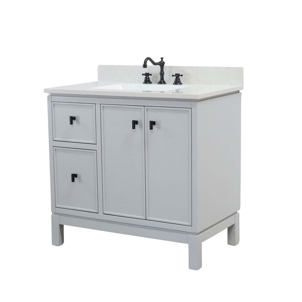 Bellaterra Home G3722-BL-FG-AQ 37" French Gray Single Sink Vanity With ...