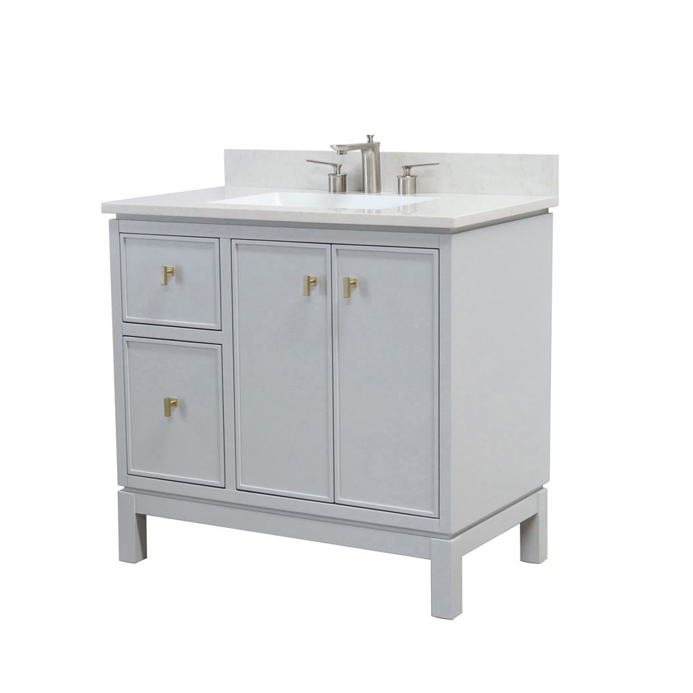 Bellaterra Home G3722-GD-FG-AQ 37" French Gray Single Sink Vanity With ...
