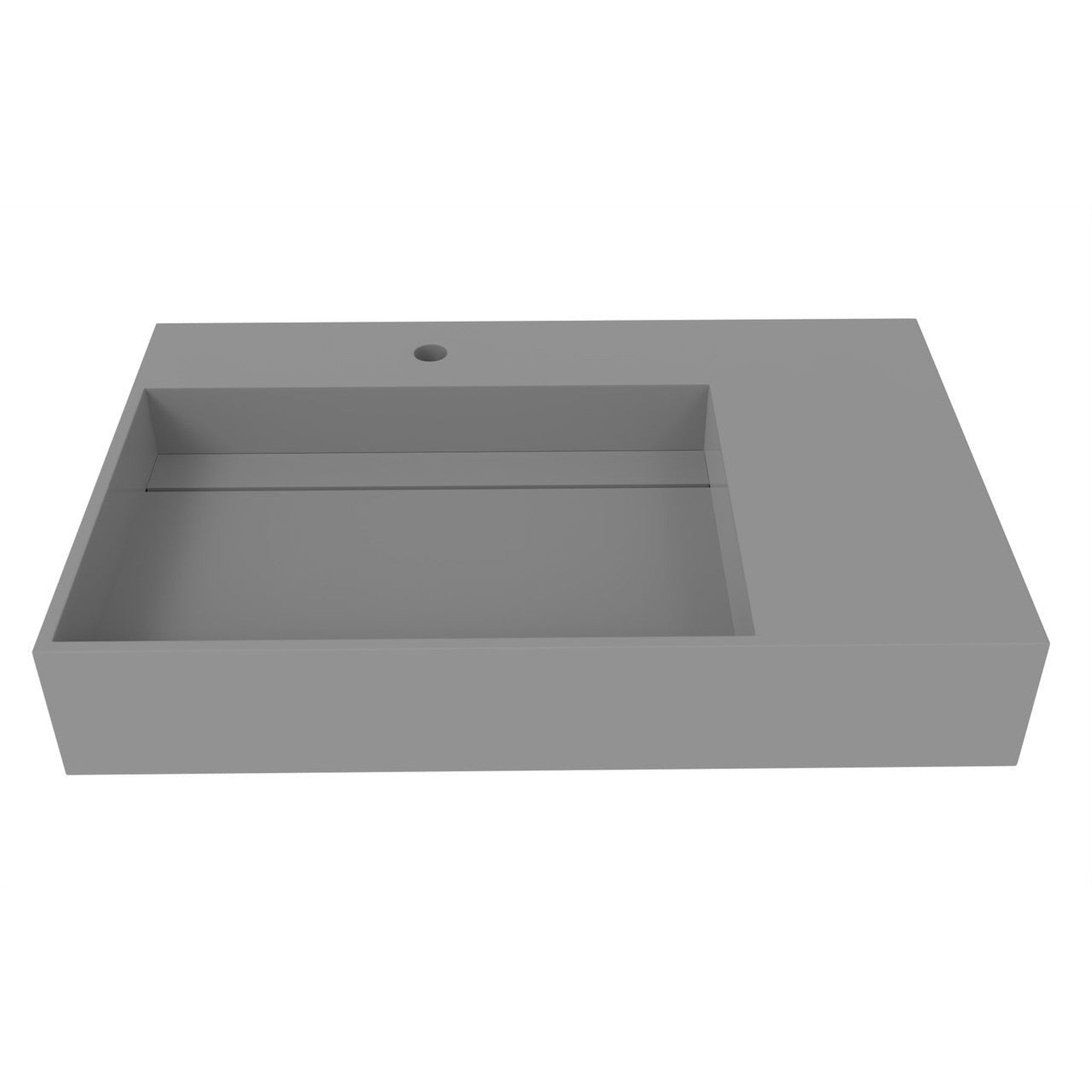 Castello USA Juniper 30" Gray Left Offset Wall-Mounted Bathroom Sink W ...