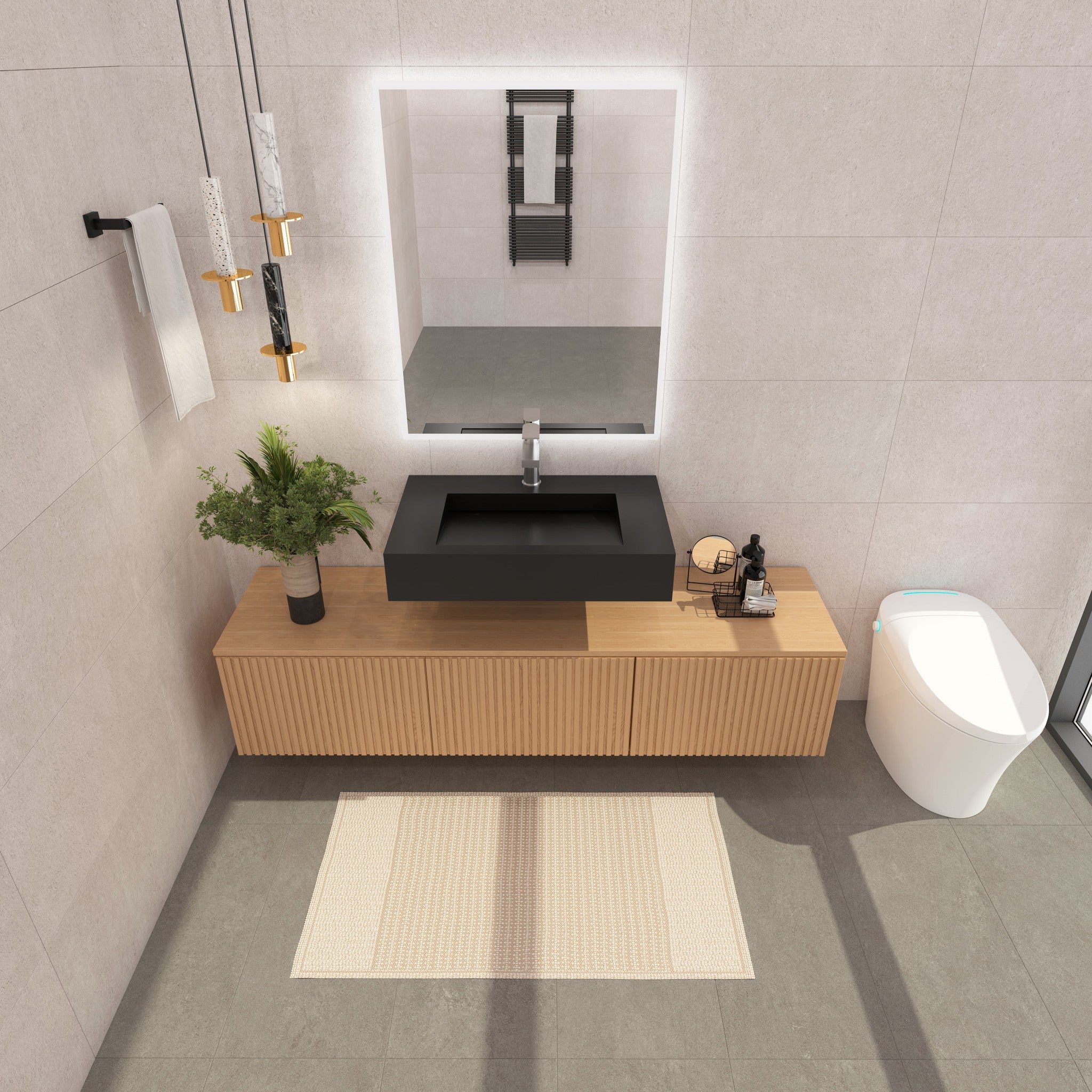 Castello USA Pyramid 30" Black Wall-Mounted Bathroom Sink Without Fauc ...