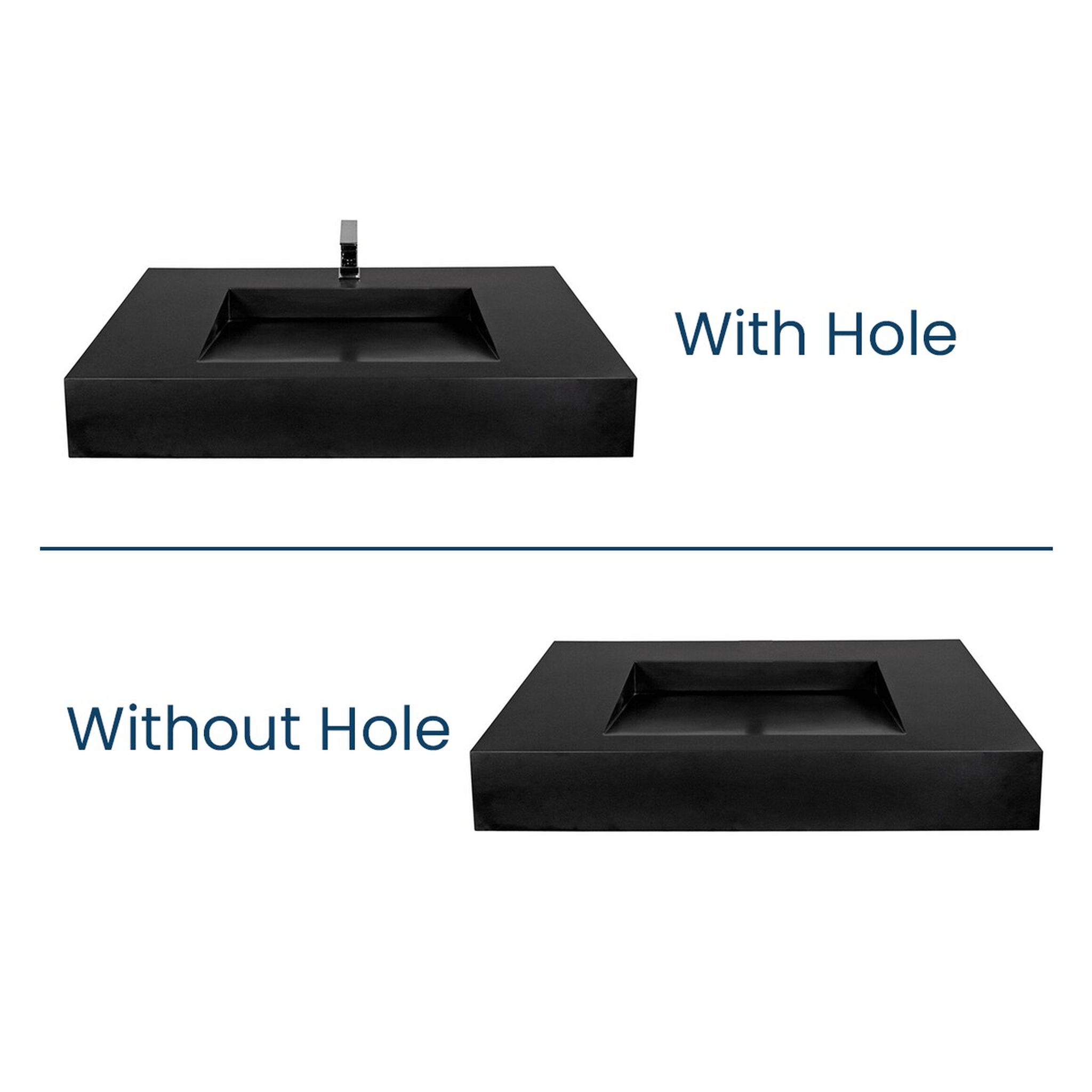 Castello USA Pyramid 30" Black Wall-Mounted Bathroom Sink Without Fauc ...