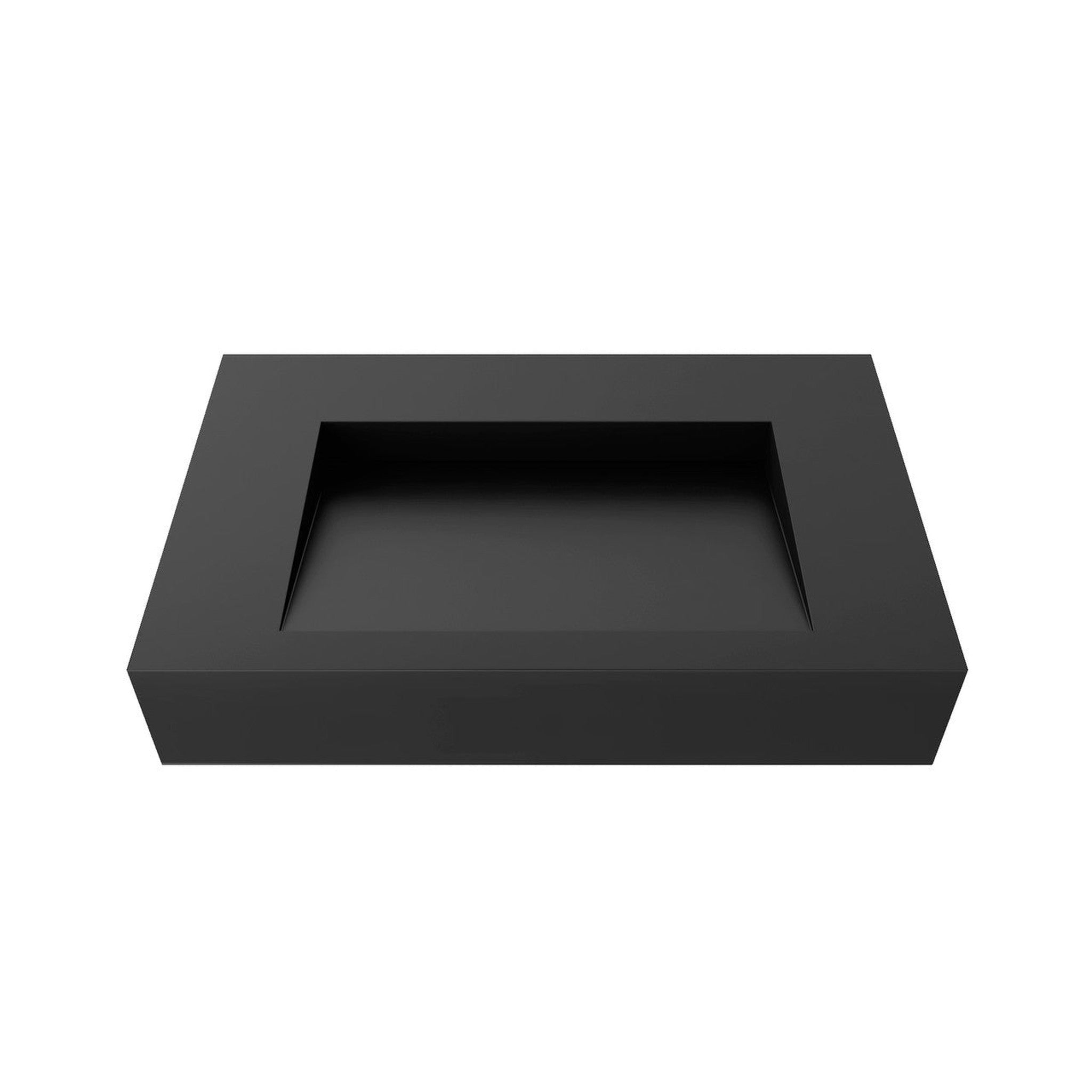 Castello USA Pyramid 30" Black Wall-Mounted Bathroom Sink Without Fauc ...
