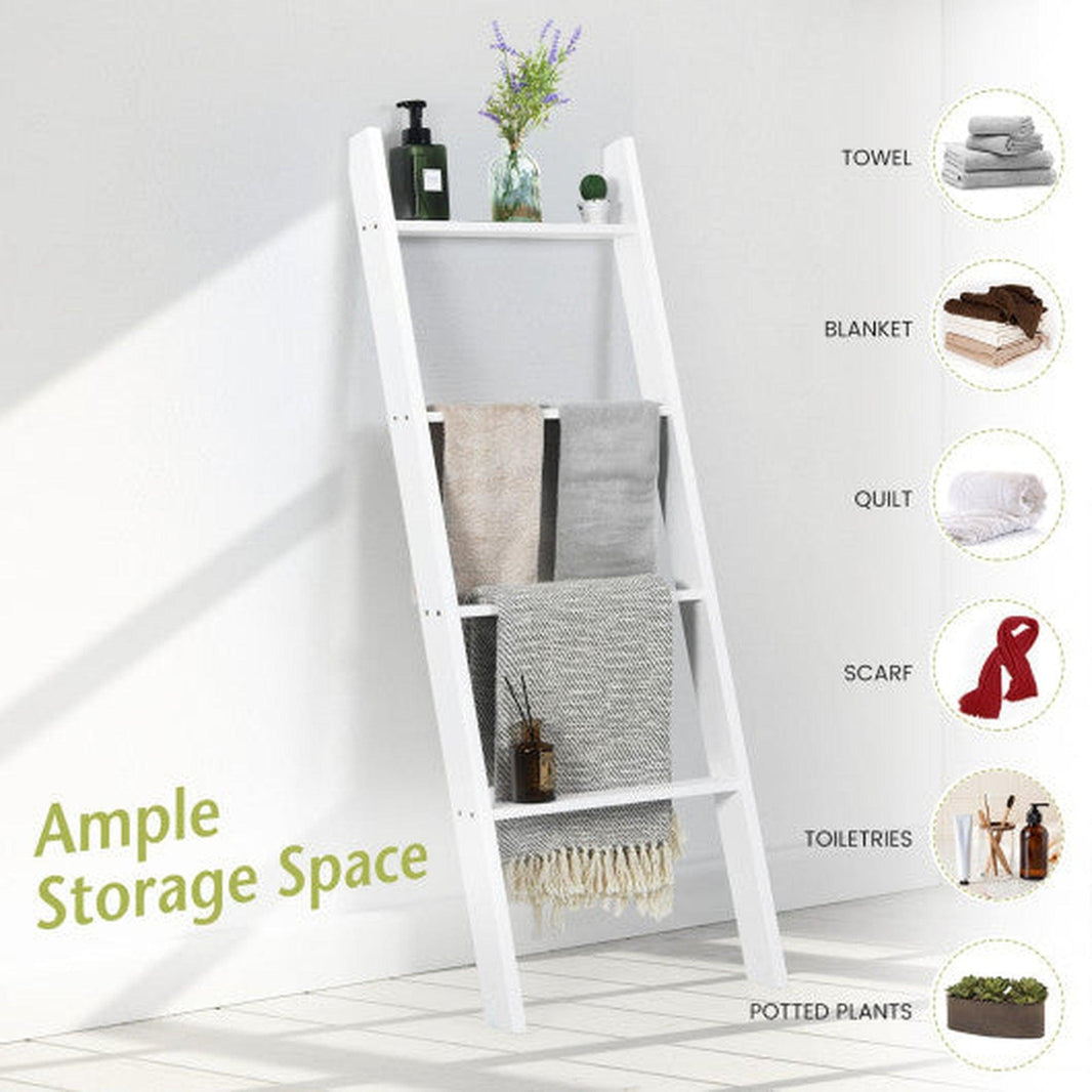 Costway White 4-Tier Wall Leaning Ladder Shelf Stand – US Bath Store