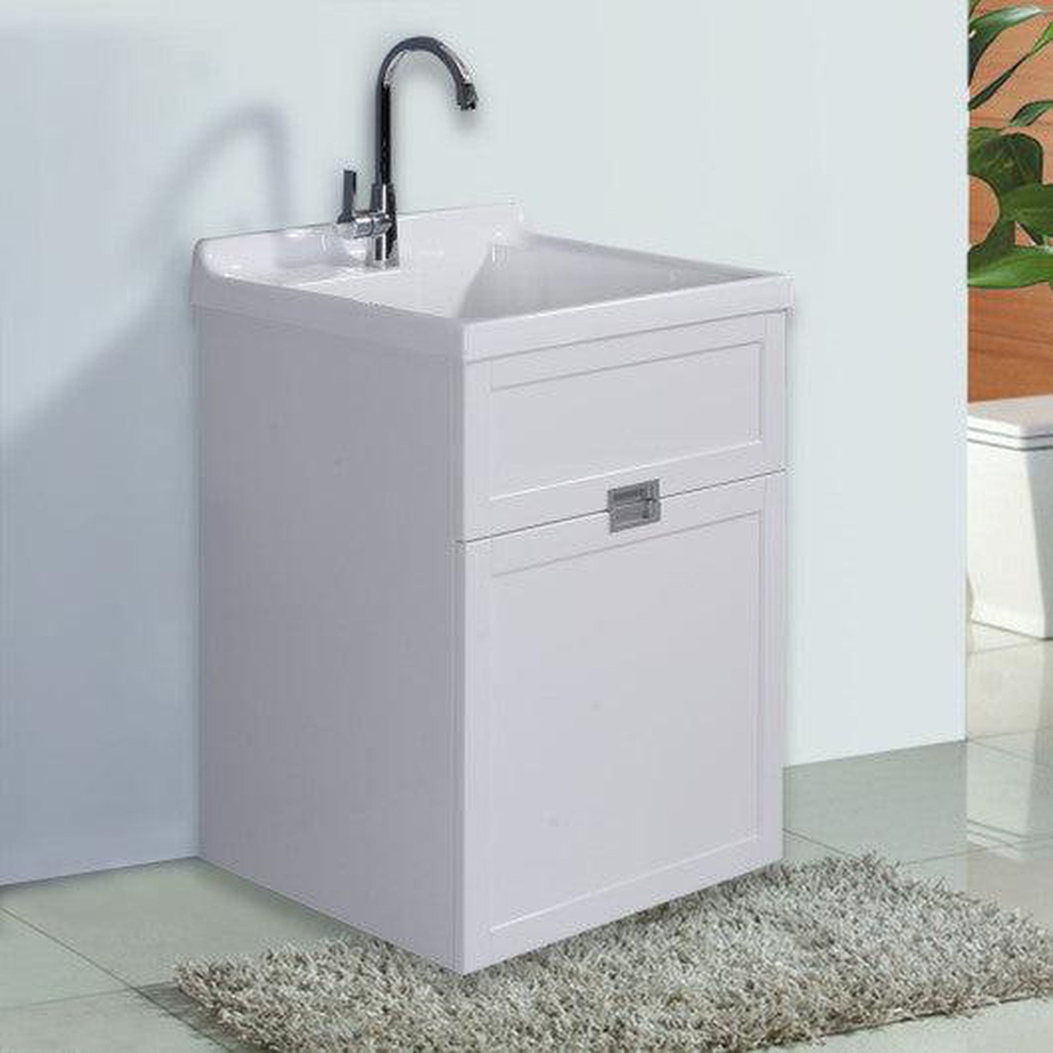 Costway White New 30” Bathroom Lavatory Cabinet Vanity Acrylic Basin S ...