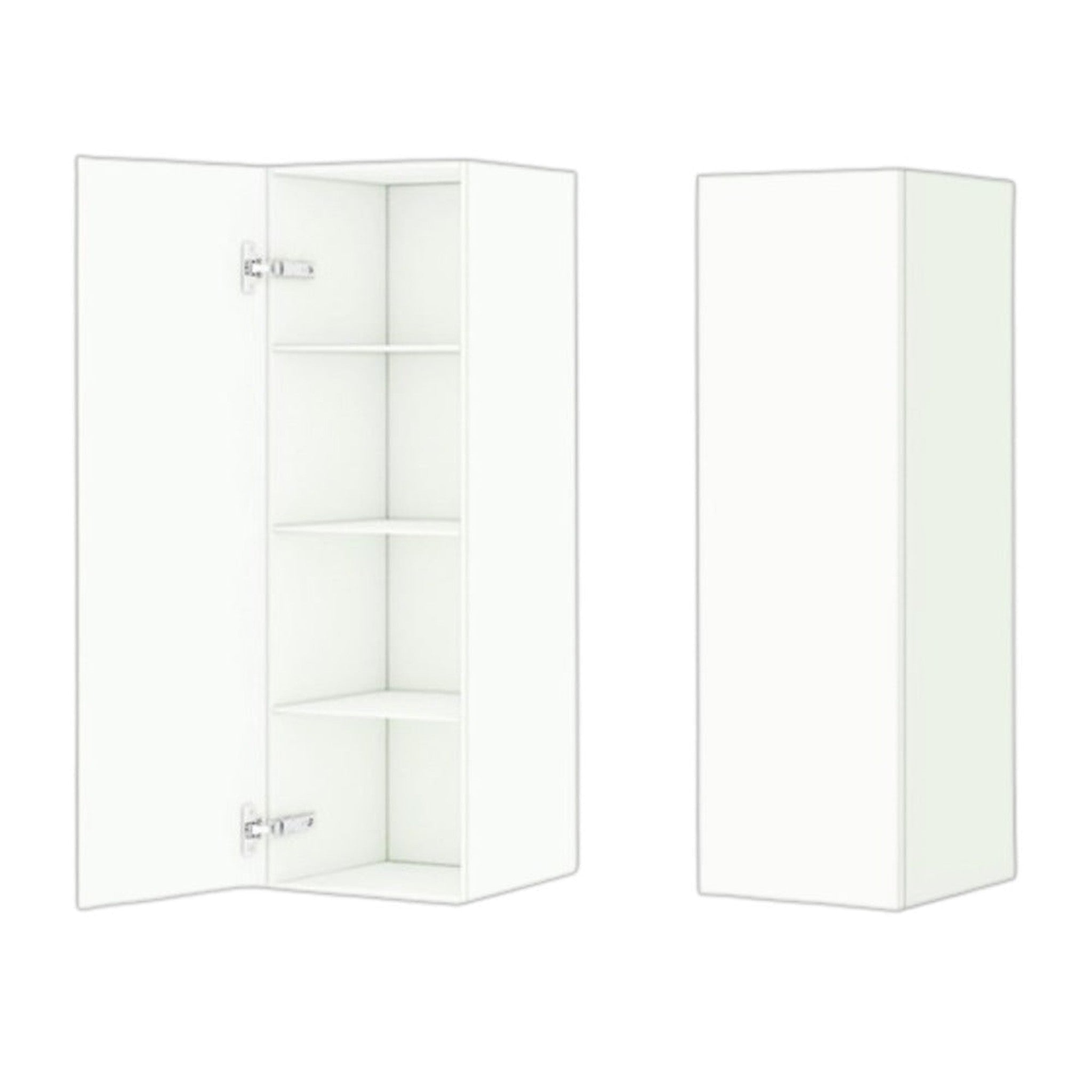 DM Bath 12" x 37" Toffee Maple Stain Wall-Mount Center Storage Tower w ...