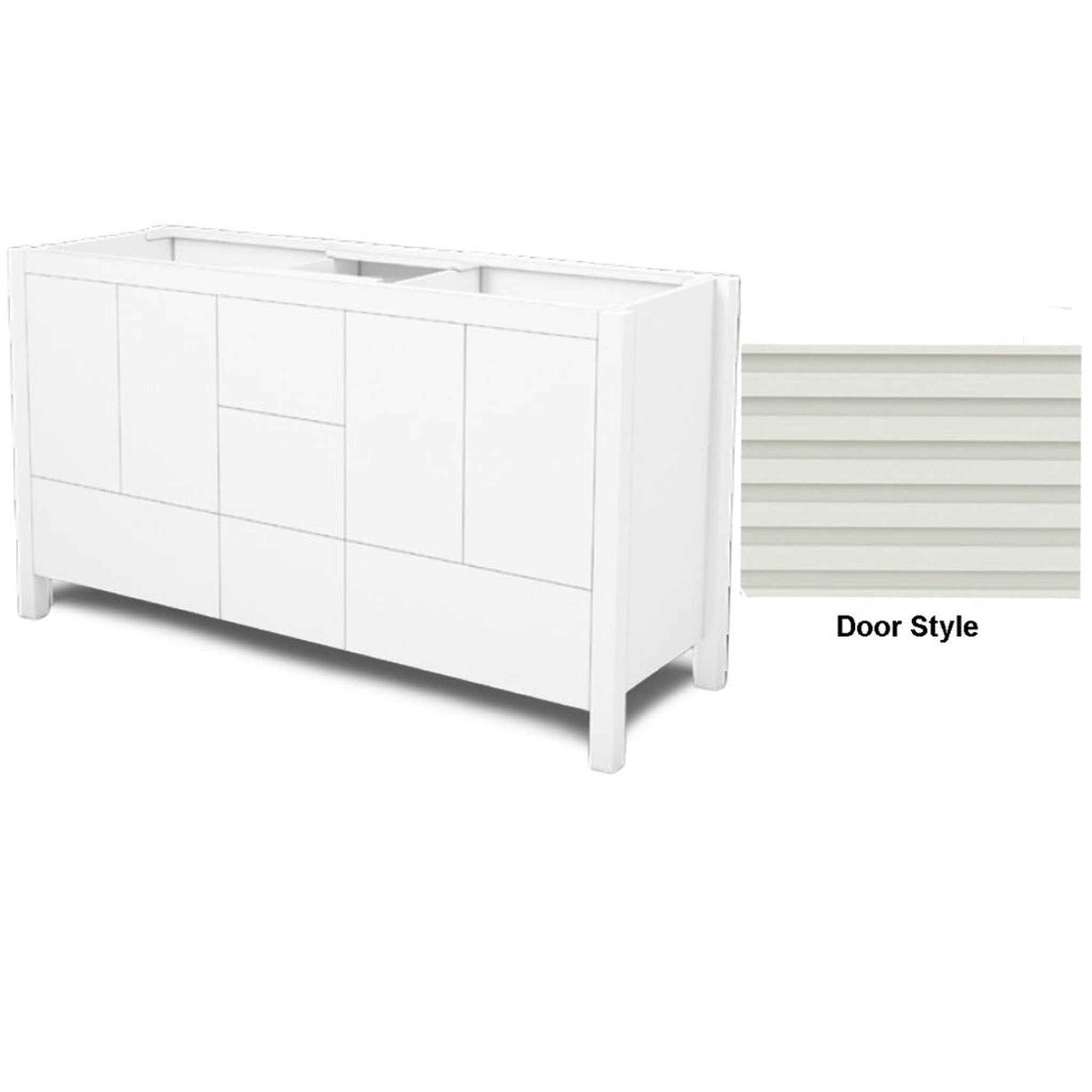 DM Bath 60" Light Grey Finish Freestanding Double Bathroom Vanity with ...