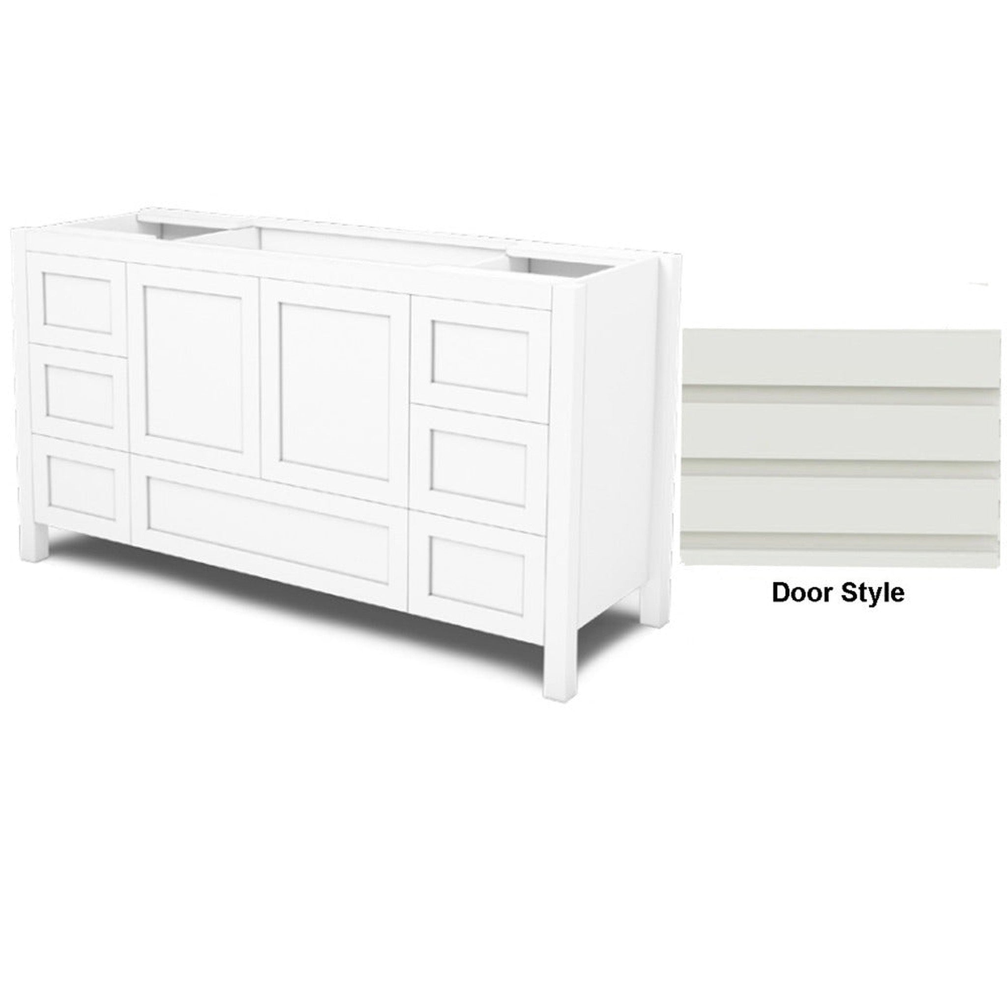 DM Bath 60" Toffee Maple Stain Freestanding Bathroom Vanity with Horiz ...