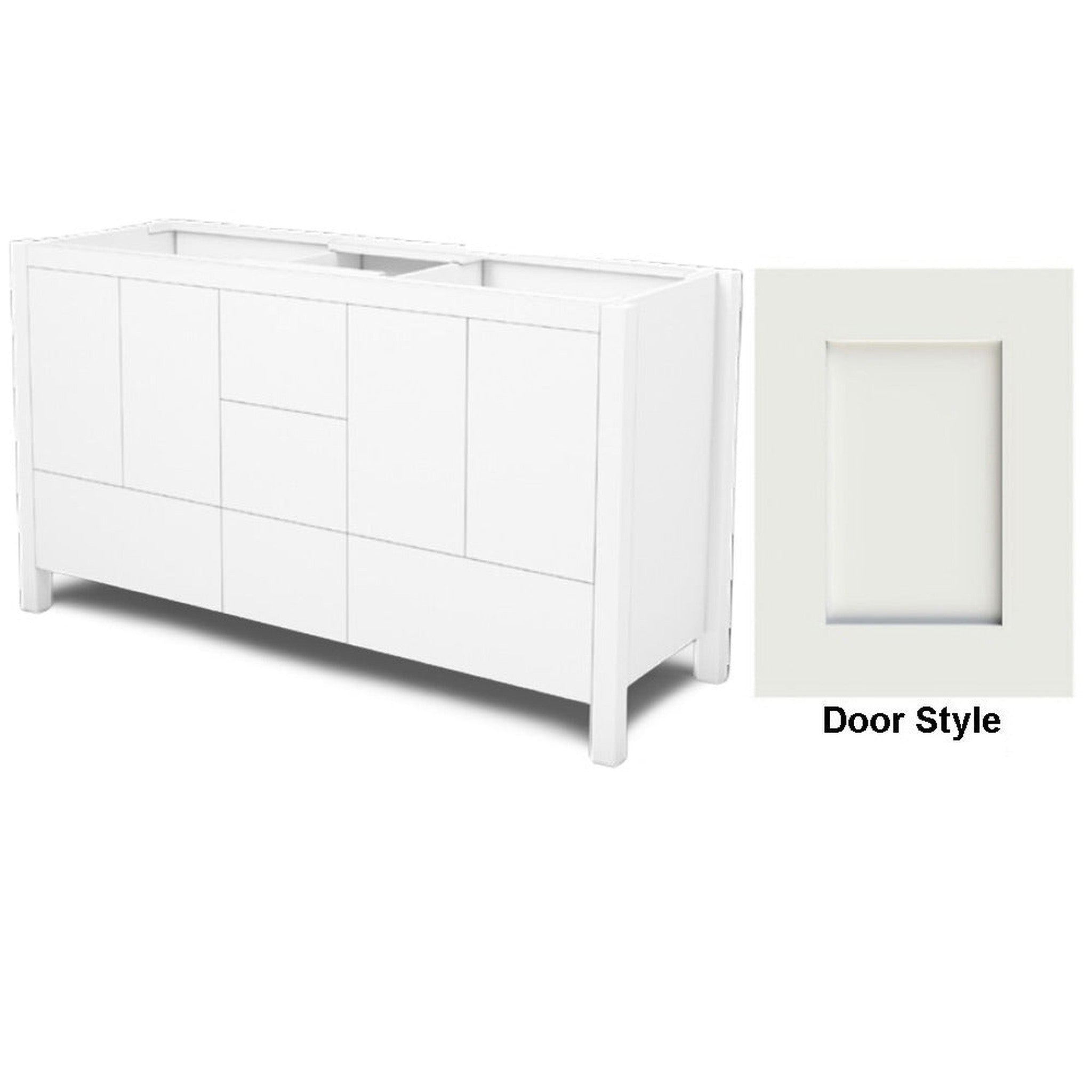 DM Bath 60" Whitewash Maple Stain Freestanding Double Bathroom Vanity ...