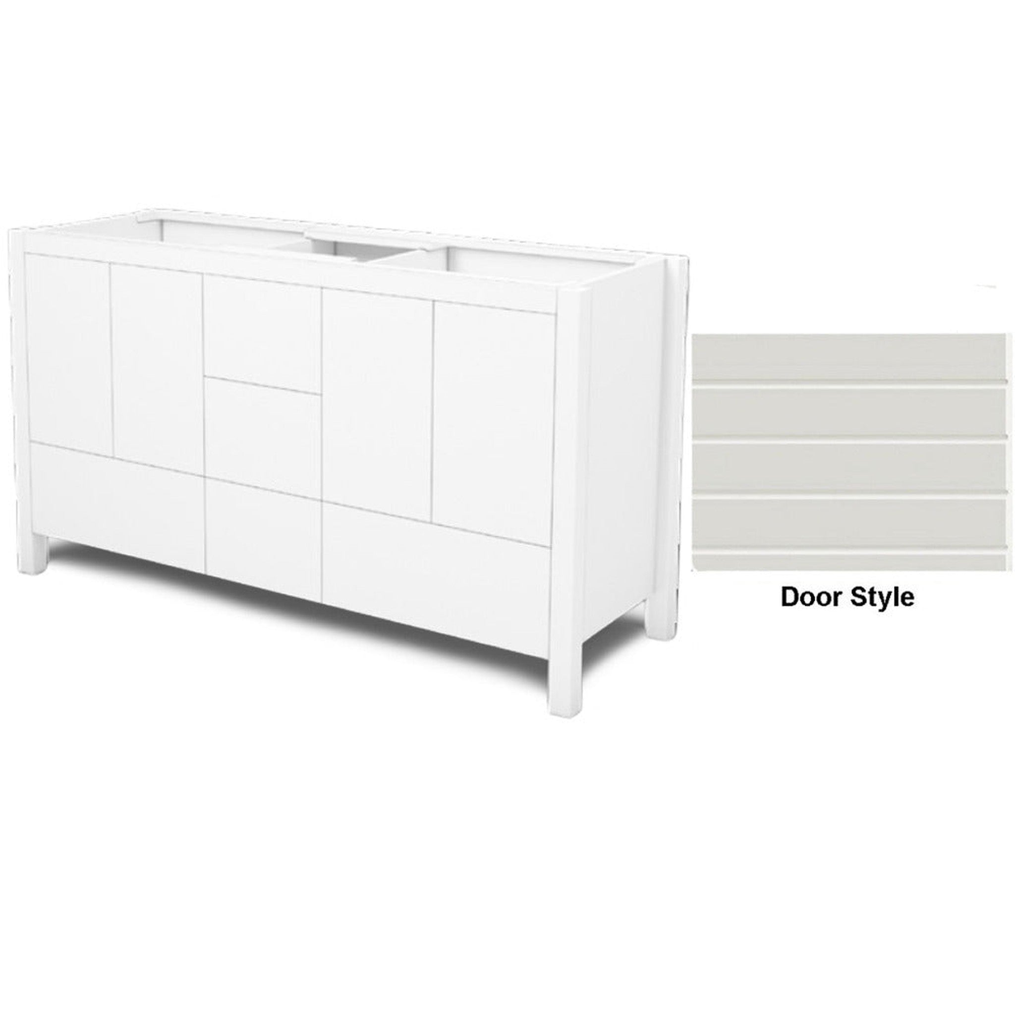 DM Bath 60" Whitewash Maple Stain Freestanding Double Bathroom Vanity ...