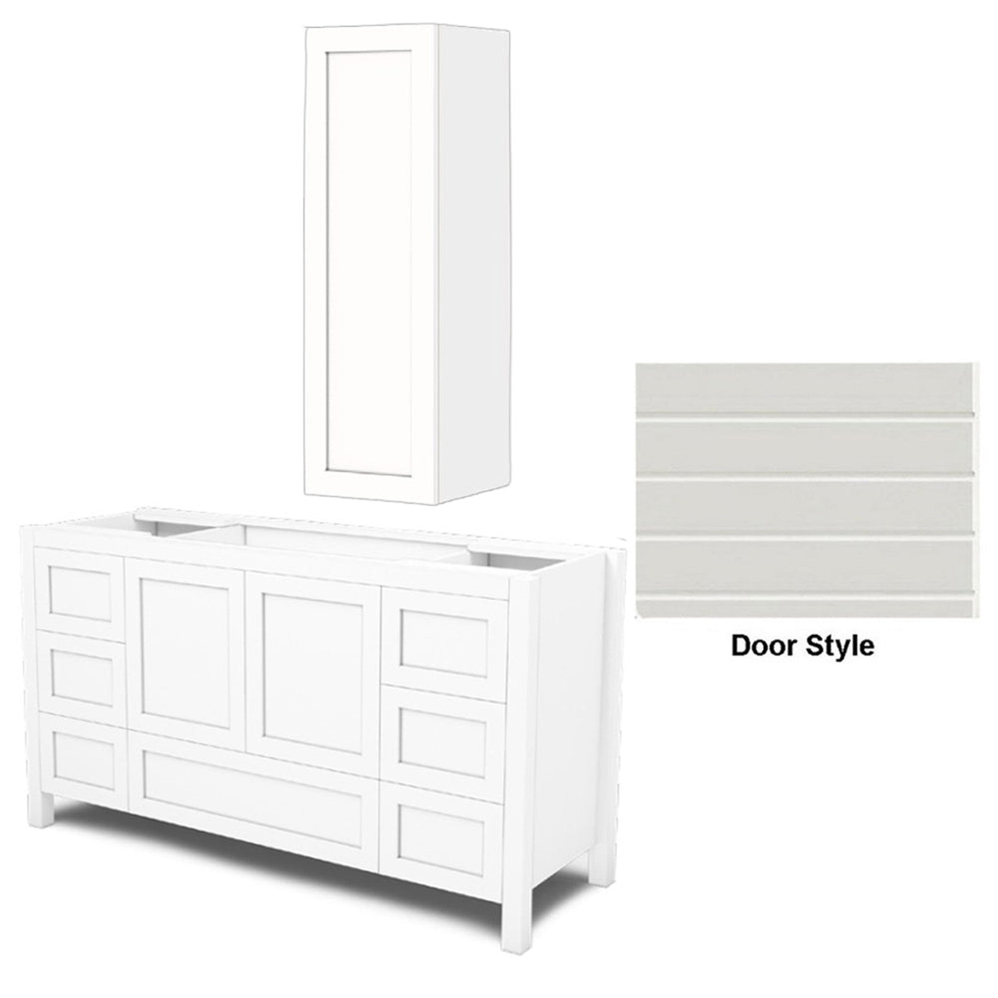 DM Bath AVA Combo 60" Navy Blue Finish Freestanding Bathroom Vanity ...